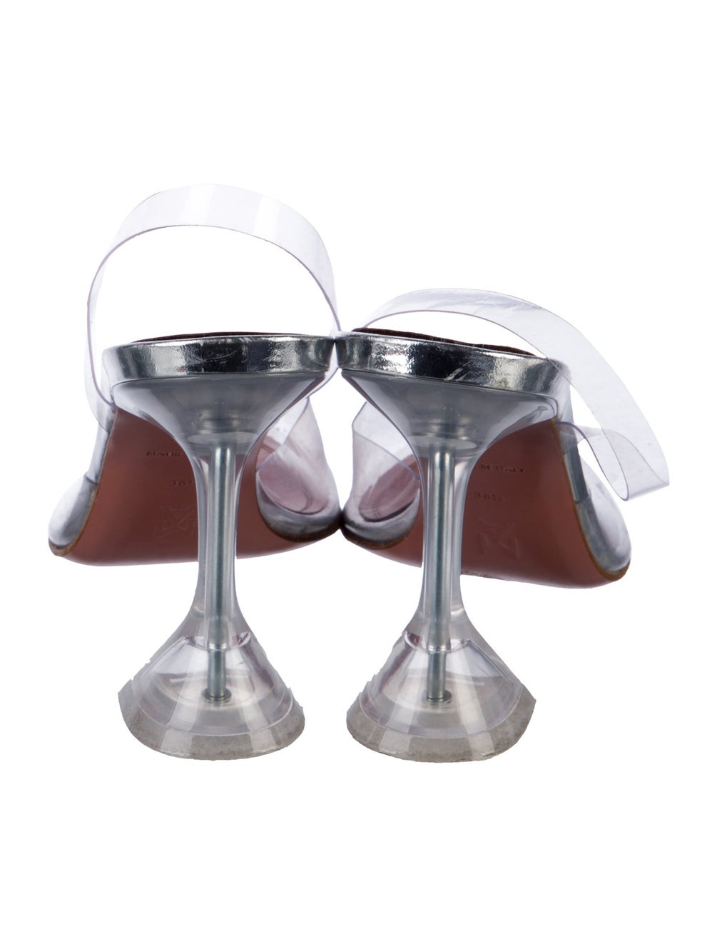 Amina Muaddi PVC Slingback Pumps - Silver Pumps, Shoes - AMINM30614 ...