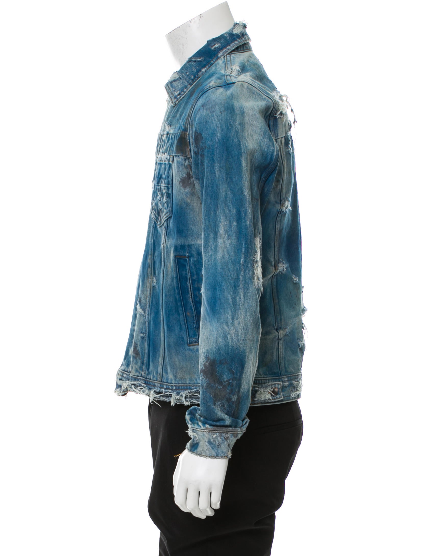 Amiri Distressed Denim Jacket - Blue Outerwear, Clothing - AMIRI20313 ...
