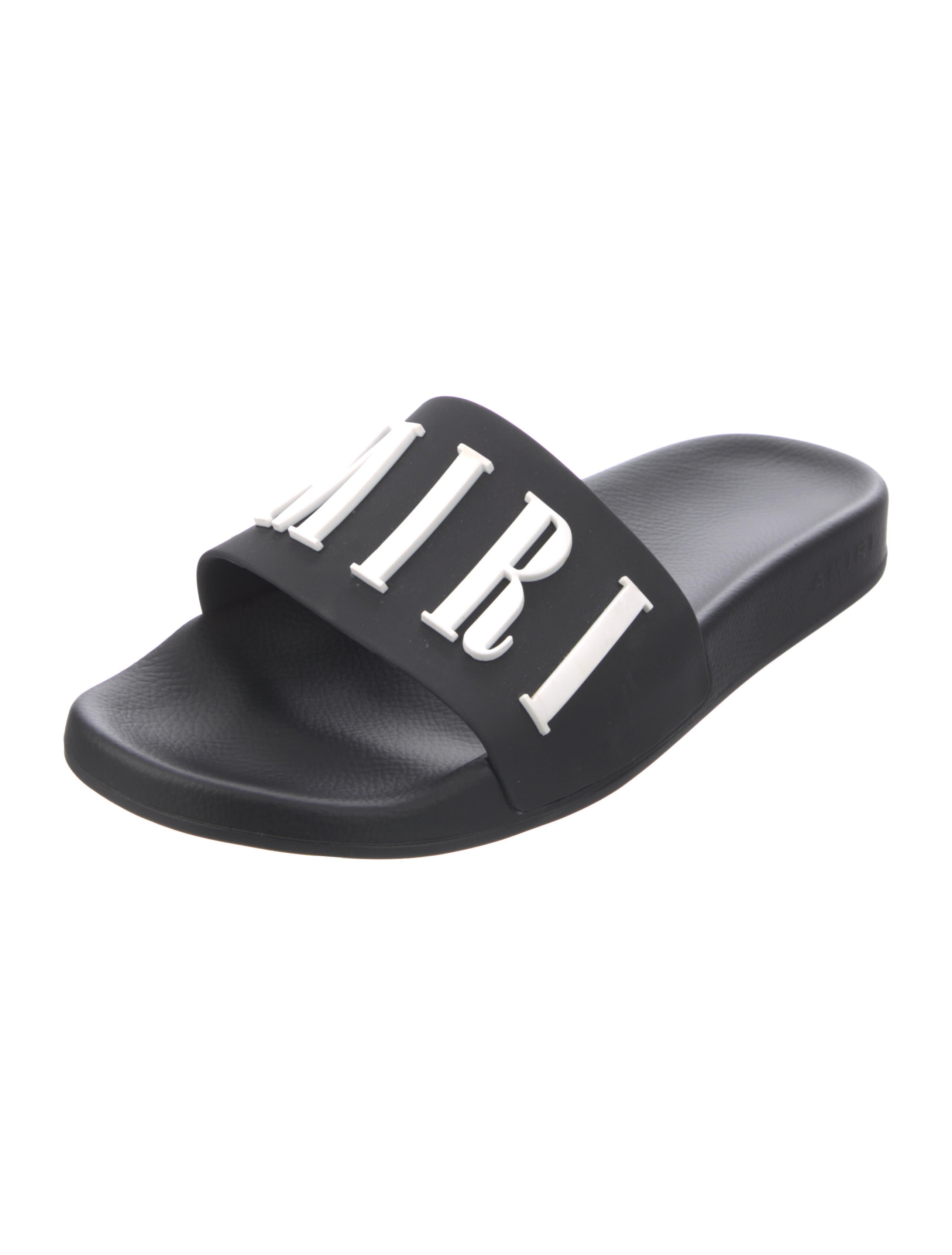 Amiri Rubber Graphic Print Slides - Black Sandals, Shoes - AMIRI34459 ...