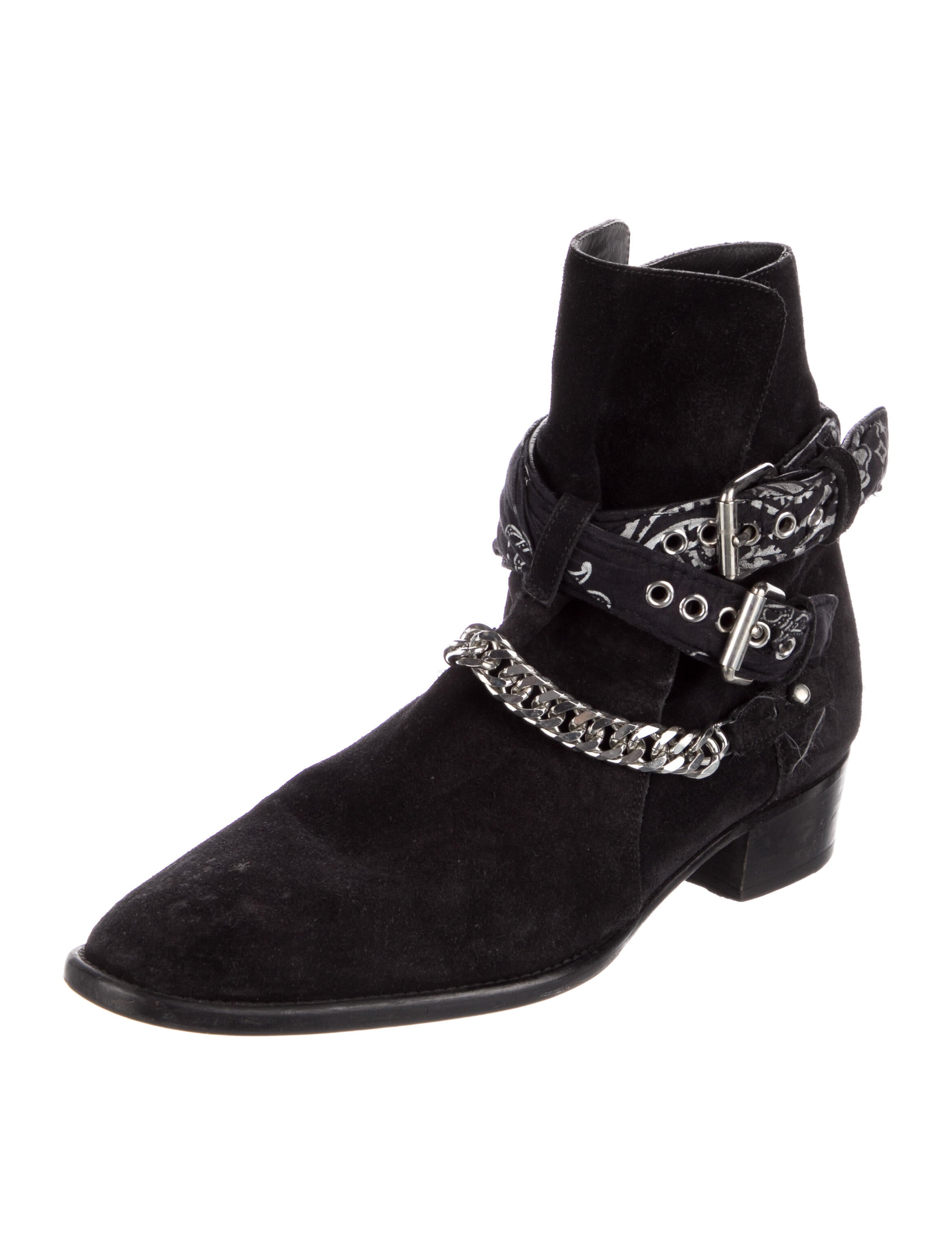 Amiri Suede Whipstitch Trim Moto Boots - Black Boots, Shoes ...