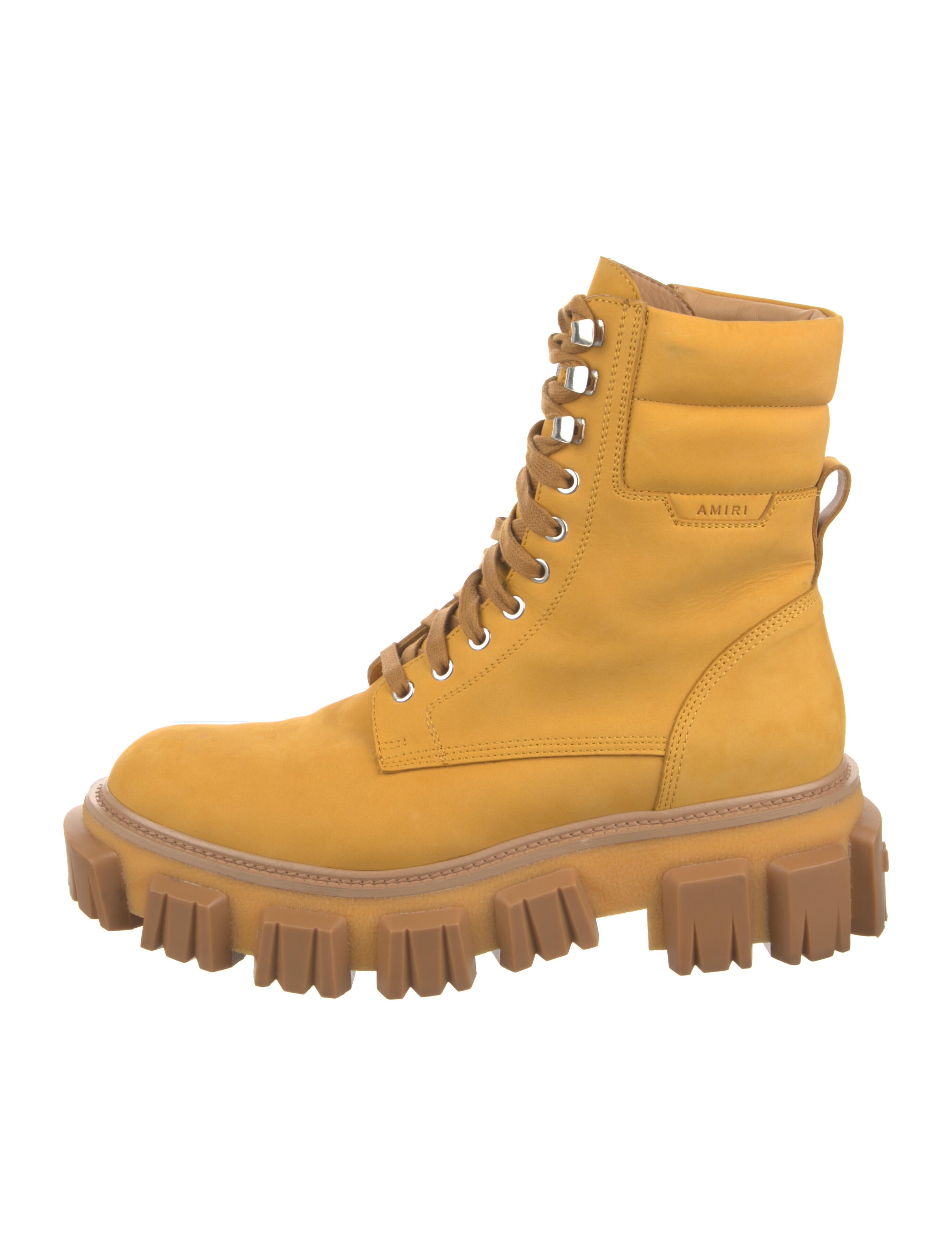 Amiri Suede Combat Boots - Yellow Boots, Shoes - AMIRI35991 | The RealReal