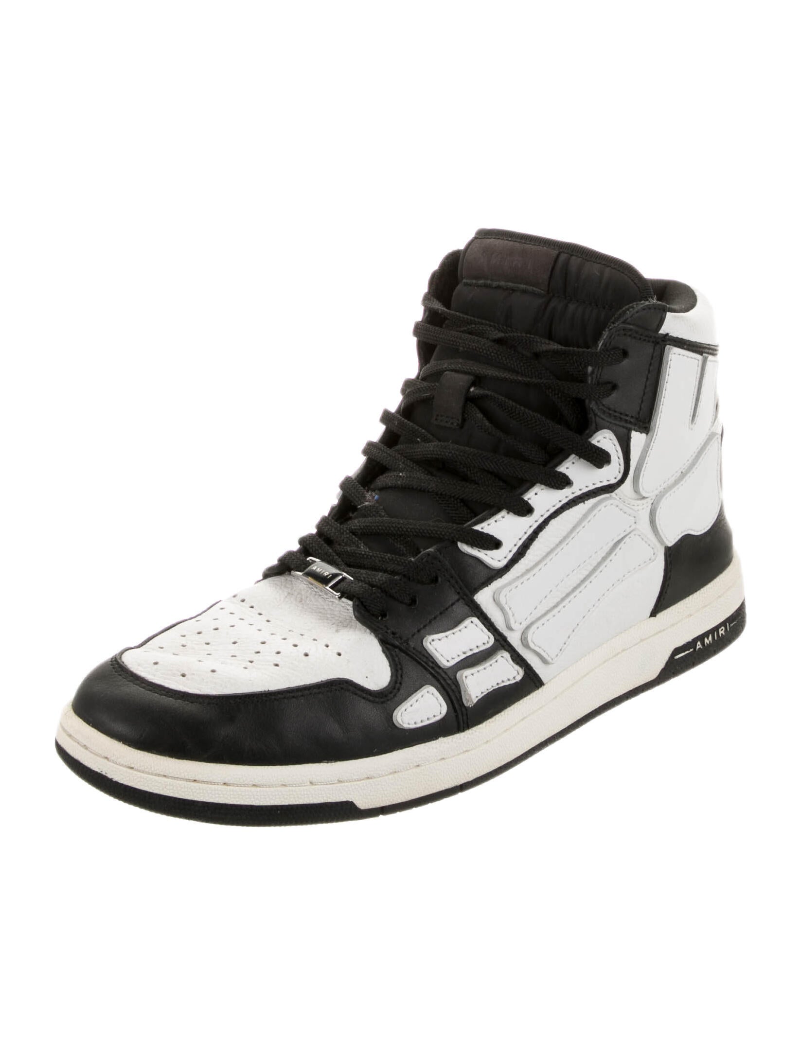 Amiri Leather Colorblock Pattern Sneakers - Black Sneakers, Shoes ...