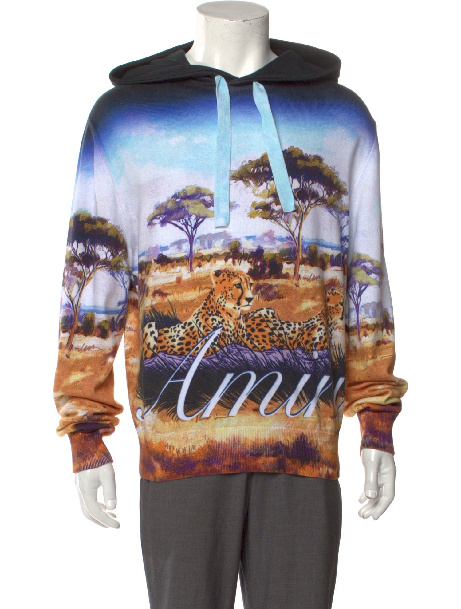 Amiri Graphic Print Crew Neck Hoodie w/ Tags - Blue Sweatshirts ...