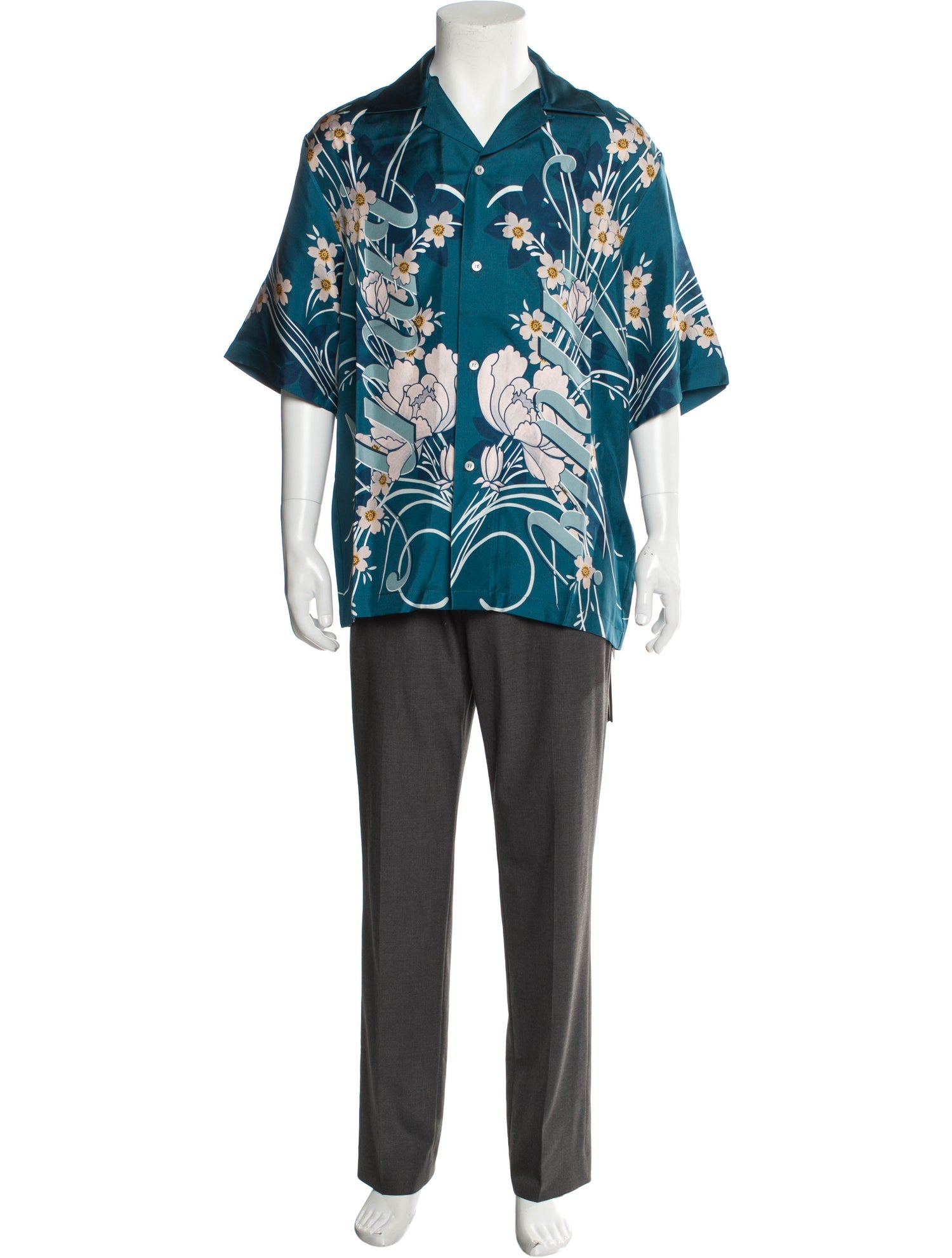 Amiri Silk Floral Print Shirt - Blue Casual Shirts, Clothing ...
