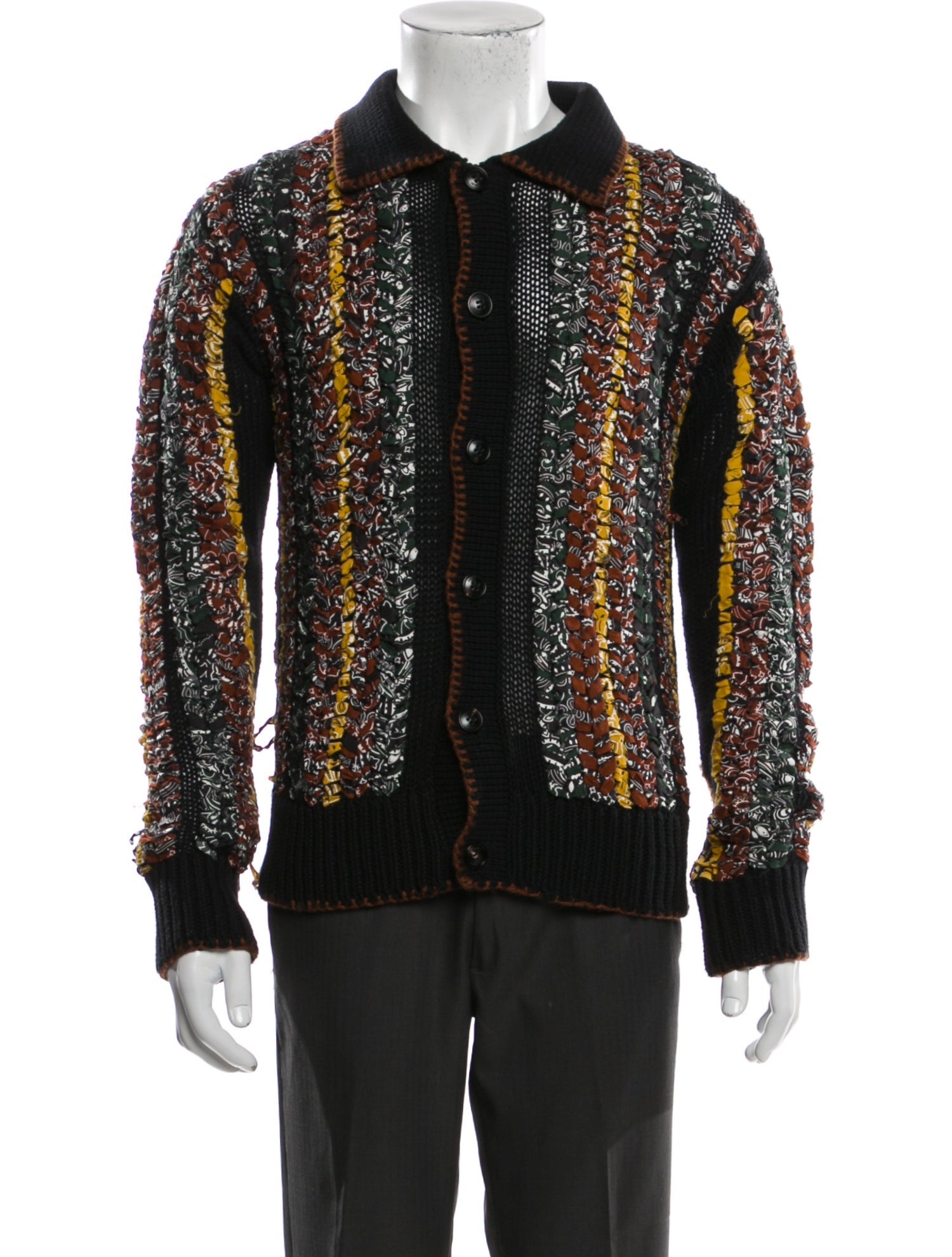 Amiri Printed Collar Cardigan - Black Sweaters, Clothing - AMIRI47121 ...