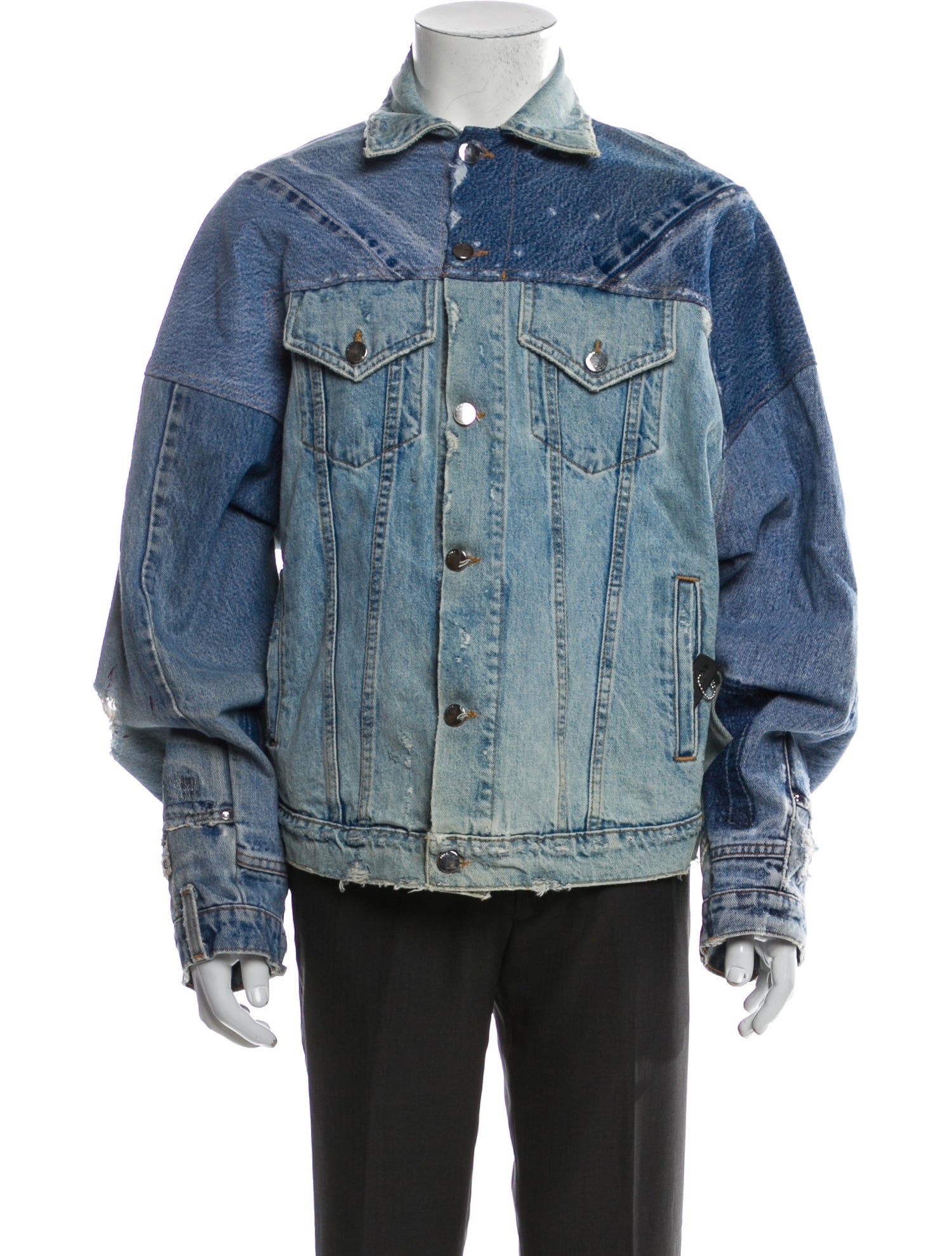 Amiri Colorblock Pattern Denim Jacket - Blue Outerwear, Clothing ...