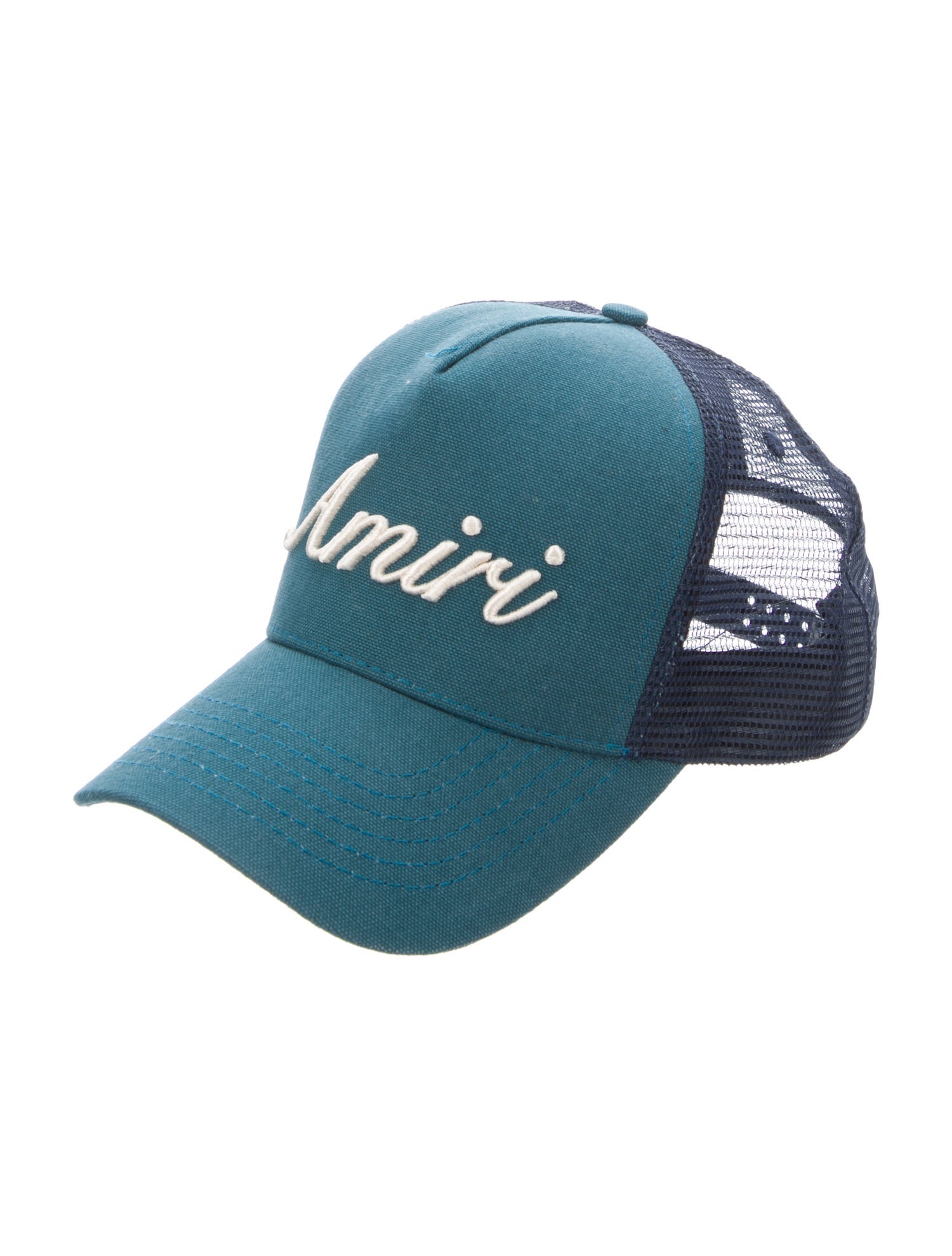 Amiri Cursive Logo Truckers Cap - Blue Hats, Accessories - AMIRI50261 ...