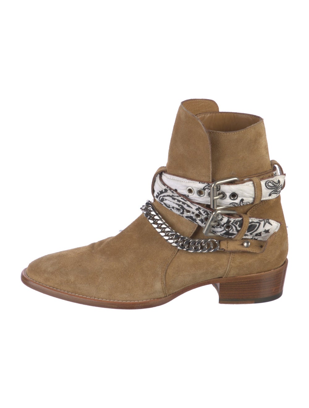 Amiri Suede Ankle Moto Boots Brown Printed Semi-Point… - Gem