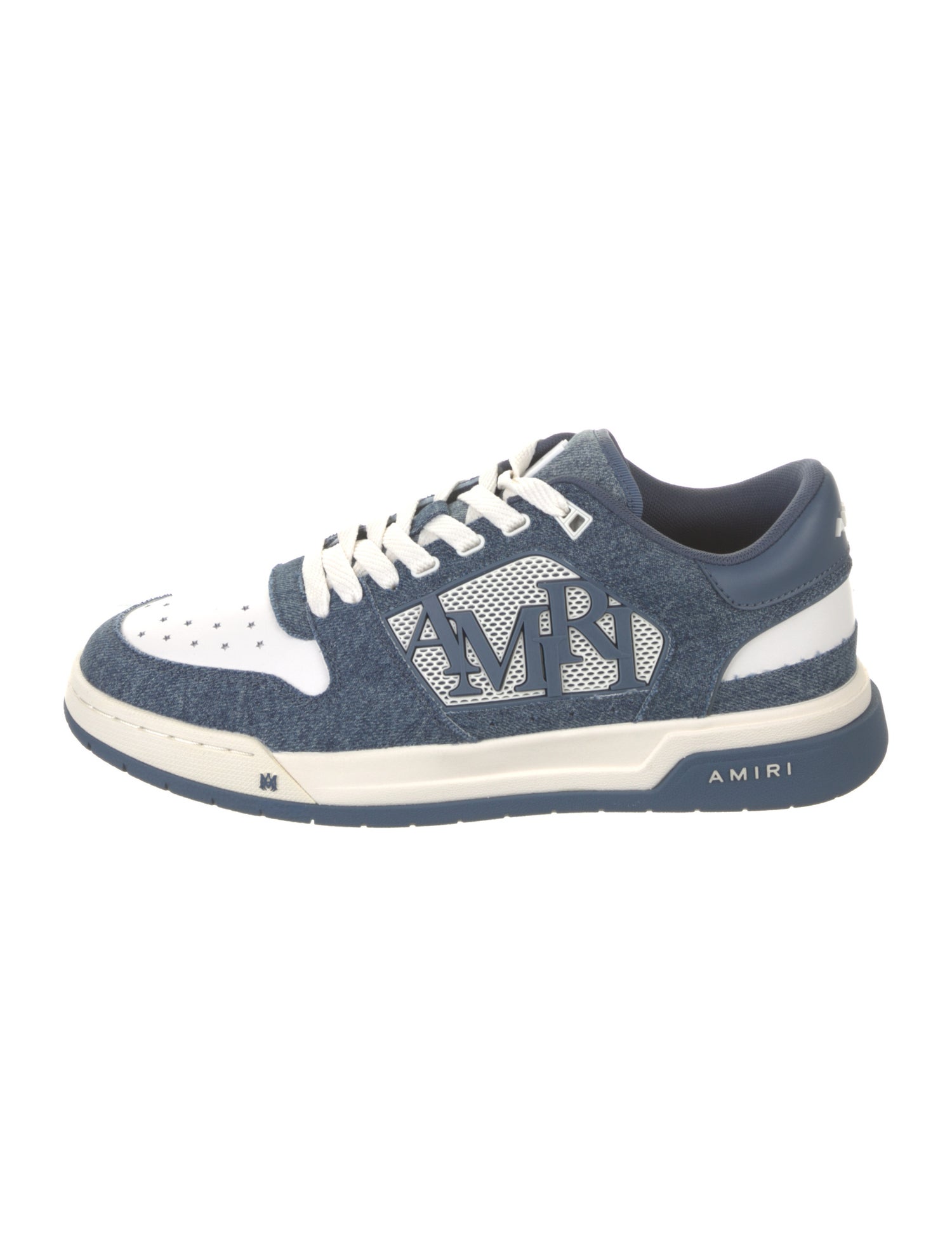 Amiri Denim Colorblock Pattern Sneakers - Blue Sneakers, Shoes ...