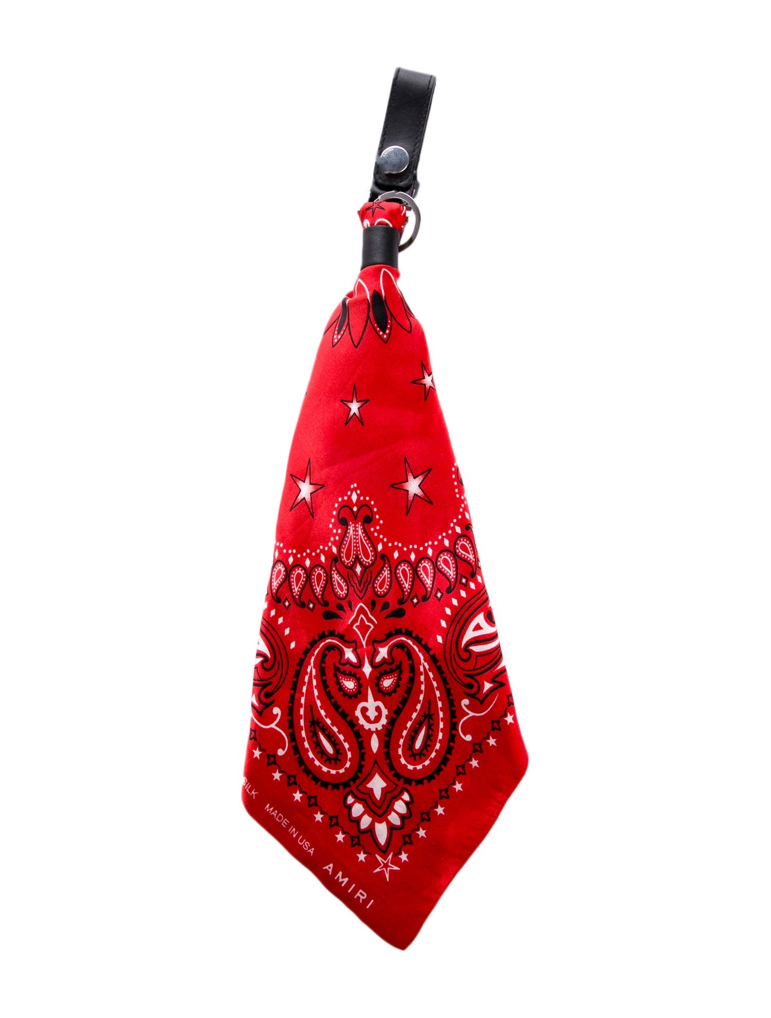 Amiri Leather and Silk Bandana Keychain - Red Keychains, Accessories ...