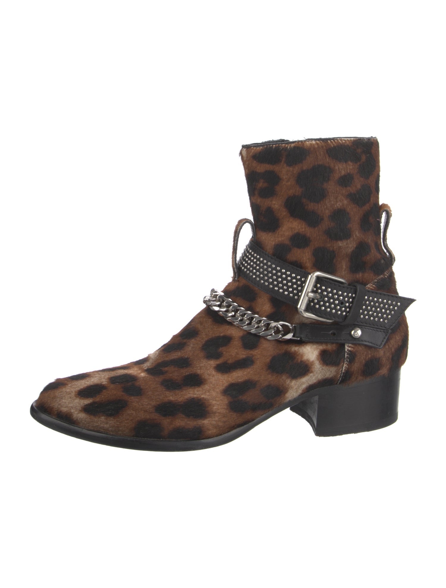 Amiri Ponyhair Animal Print Moto Boots - Brown Boots, Shoes ...