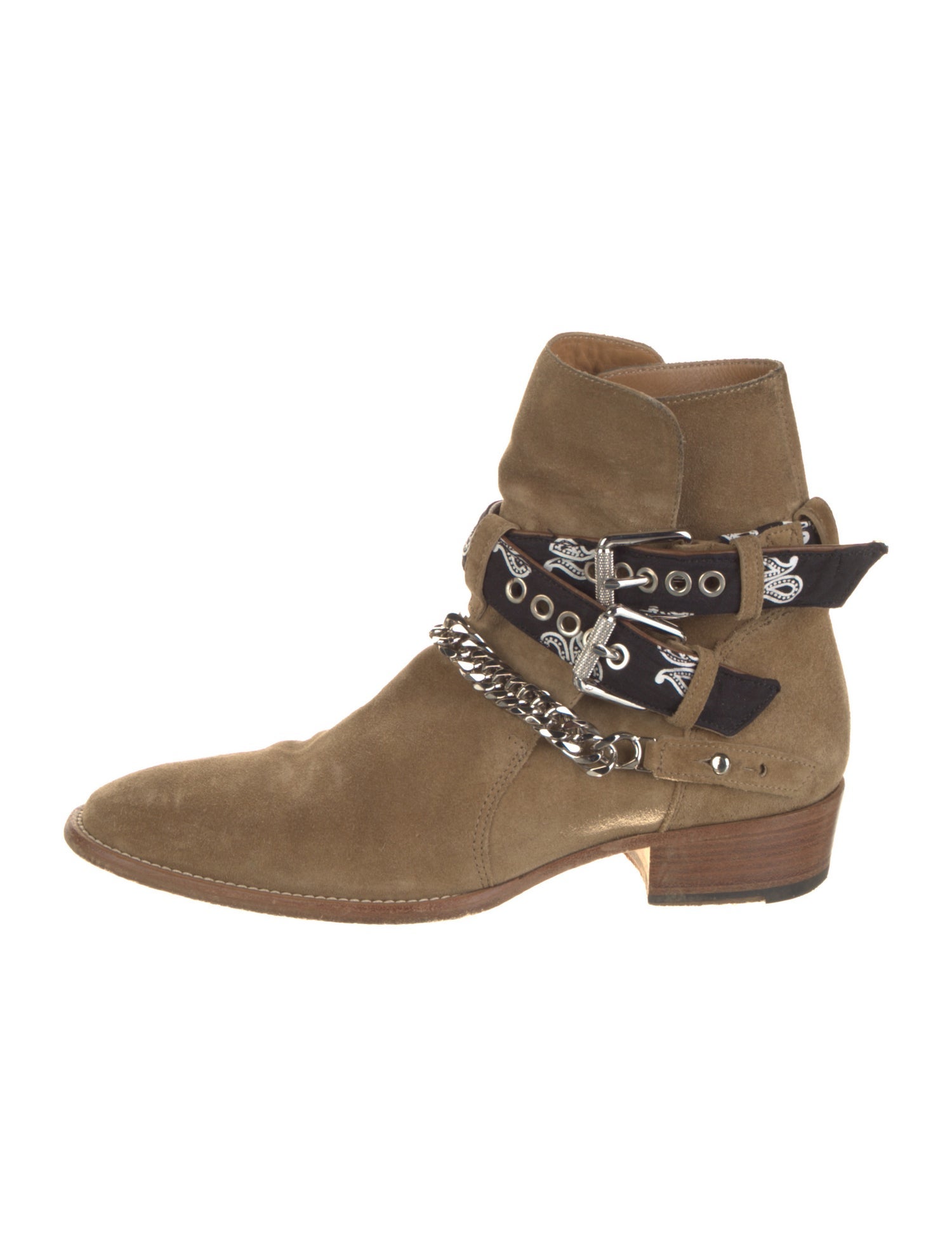 Amiri Suede Chain-Link Accents Boots - Neutrals Boots, Shoes ...
