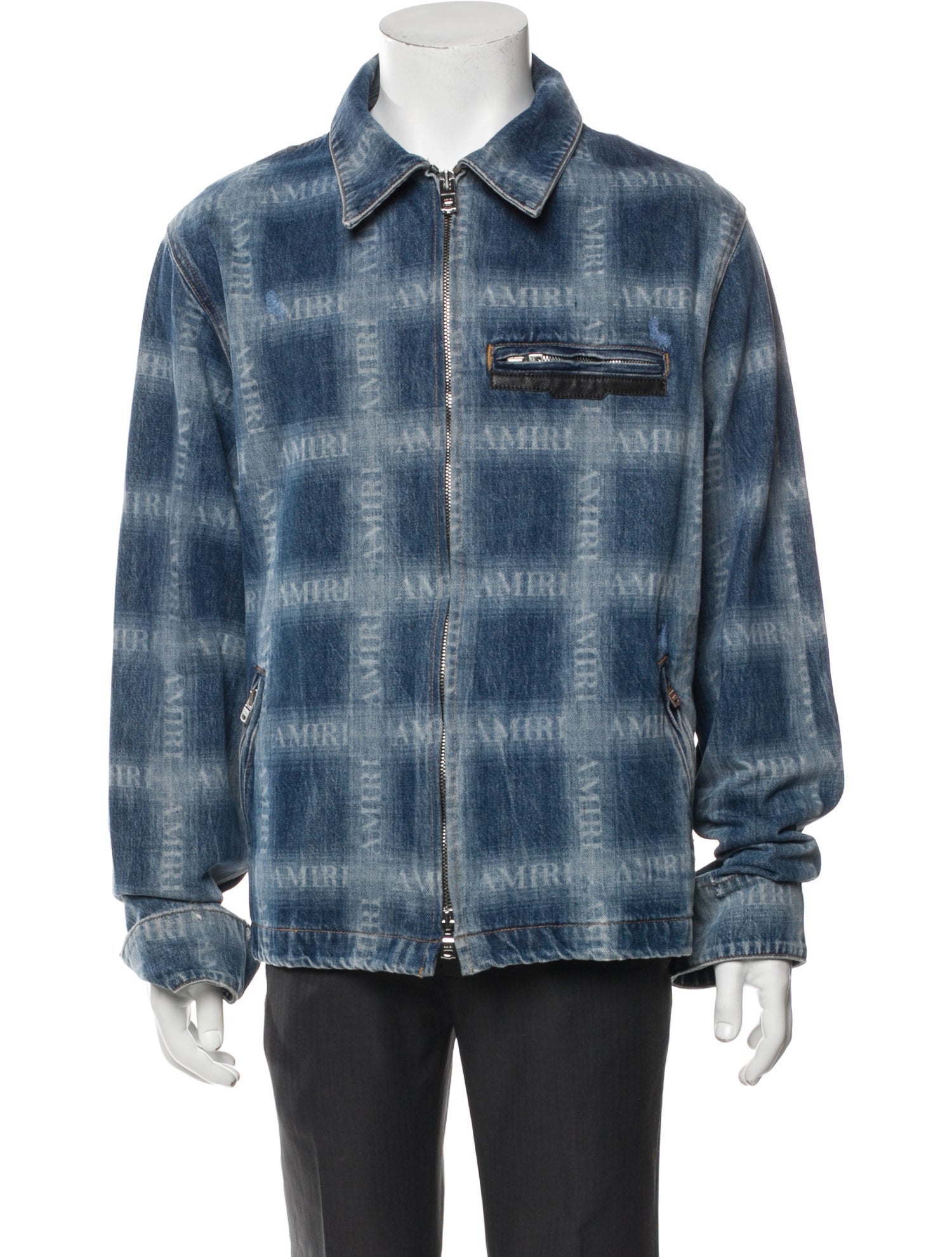 Amiri Plaid Print Denim Jacket - Blue Outerwear, Clothing - AMIRI58408 ...