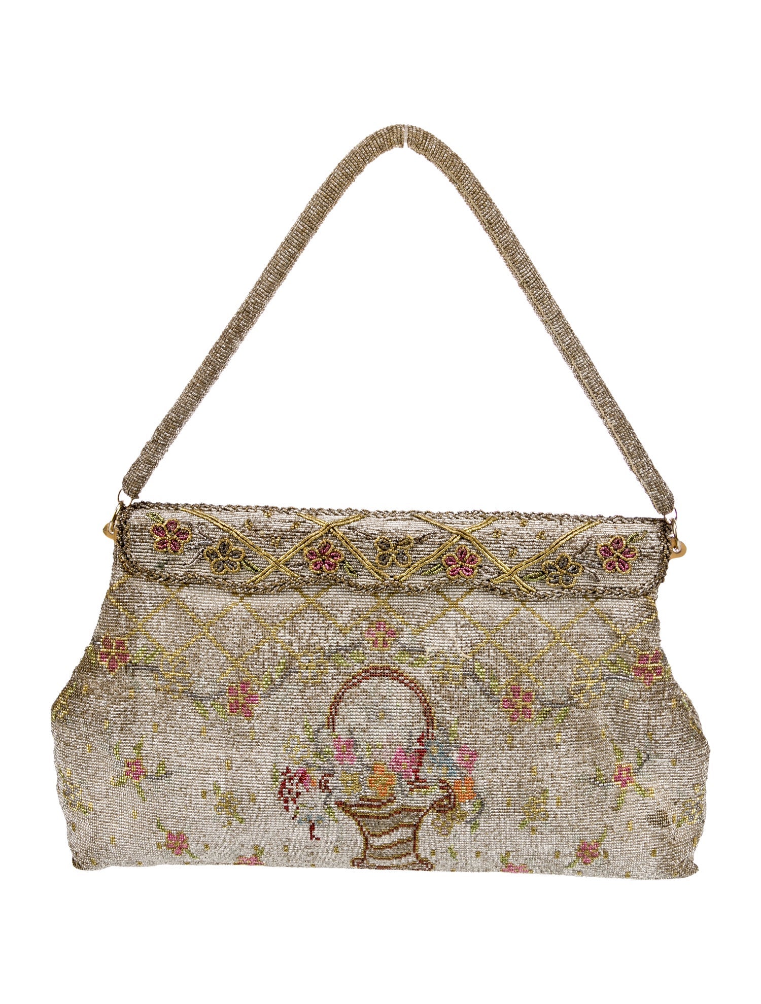 Anne-Marie of Paris Metal Handle Bag - Neutrals Handle Bags, Handbags ...