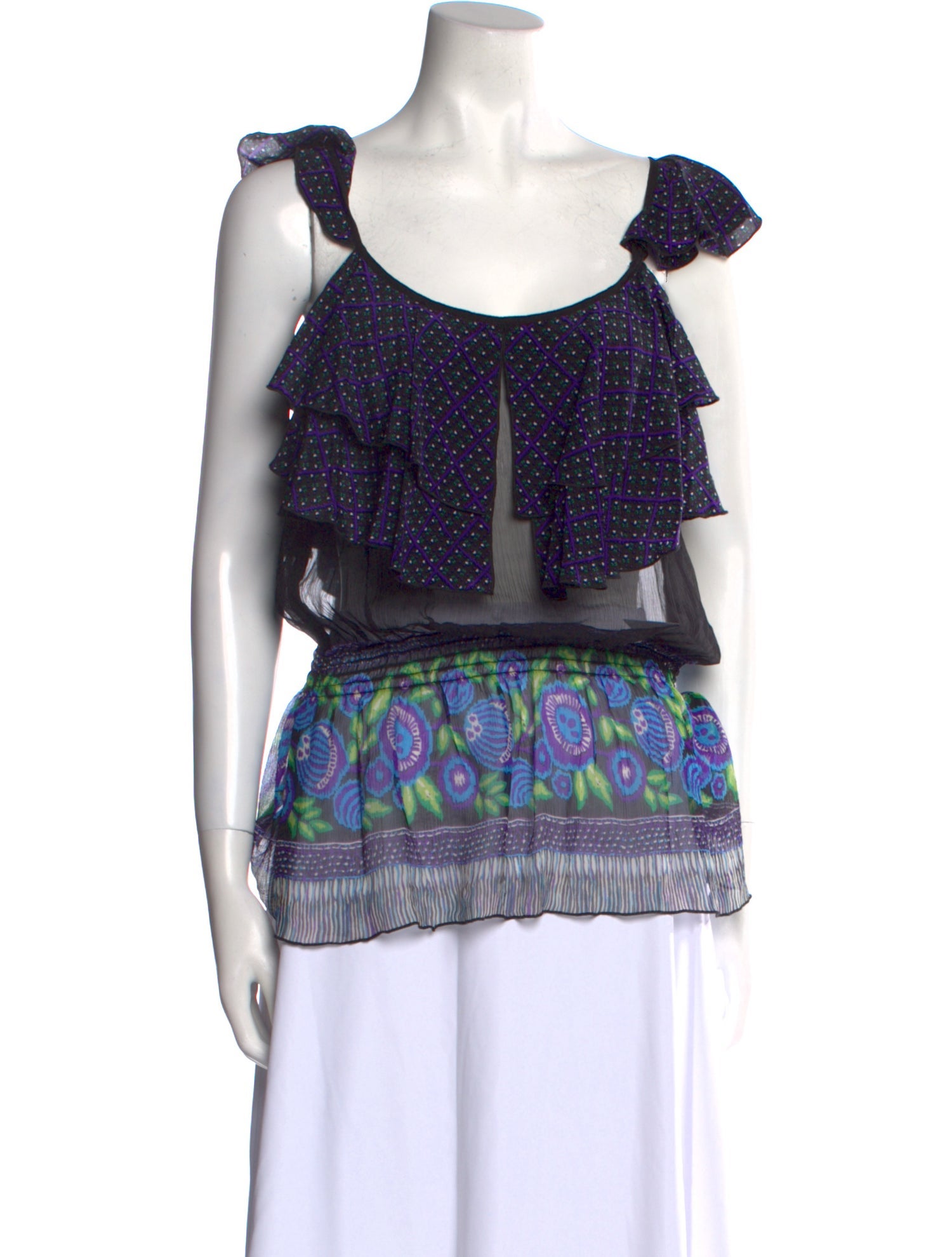 Anna Sui Silk Printed Blouse - Black Tops, Clothing - ANA35354 | The ...