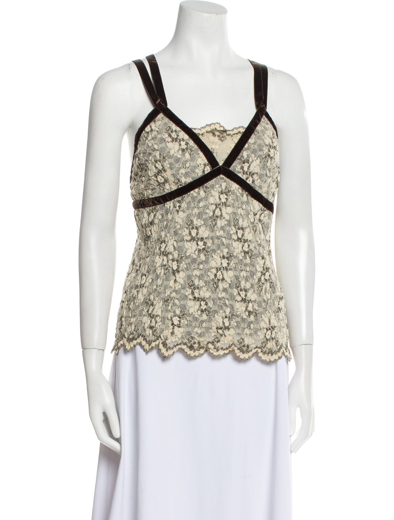 Anna Sui Lace Pattern Square Neckline Top - Neutrals Tops, Clothing ...