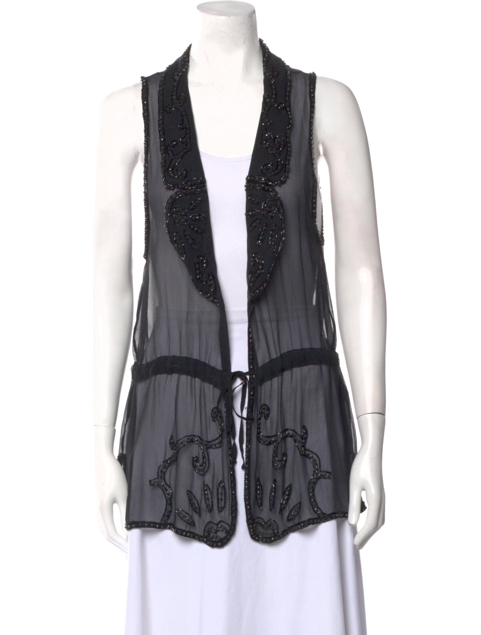 Anna Sui Silk Plunge Neckline Top - Black Tops, Clothing - ANA36392 ...