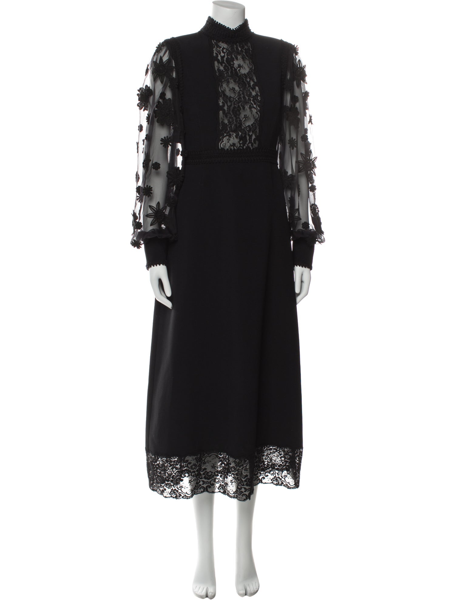 Andrew Gn Lace Pattern Long Dress - Black Dresses, Clothing - AND28813 ...