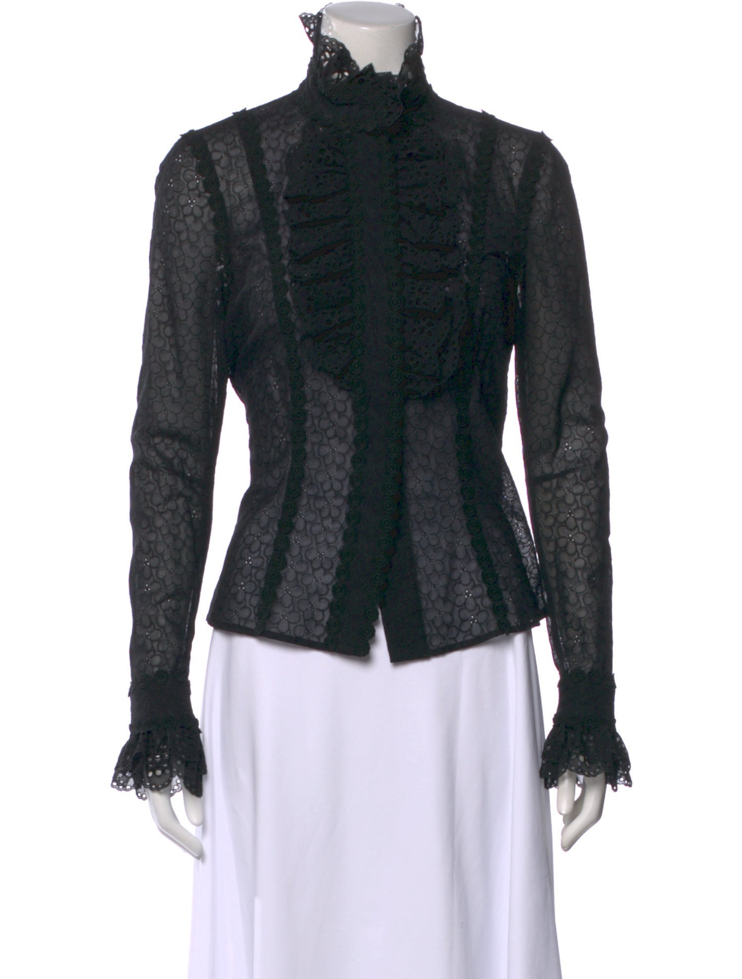 Andrew Gn Vintage Lace Pattern Blouse - Black Tops, Clothing - AND30205 ...