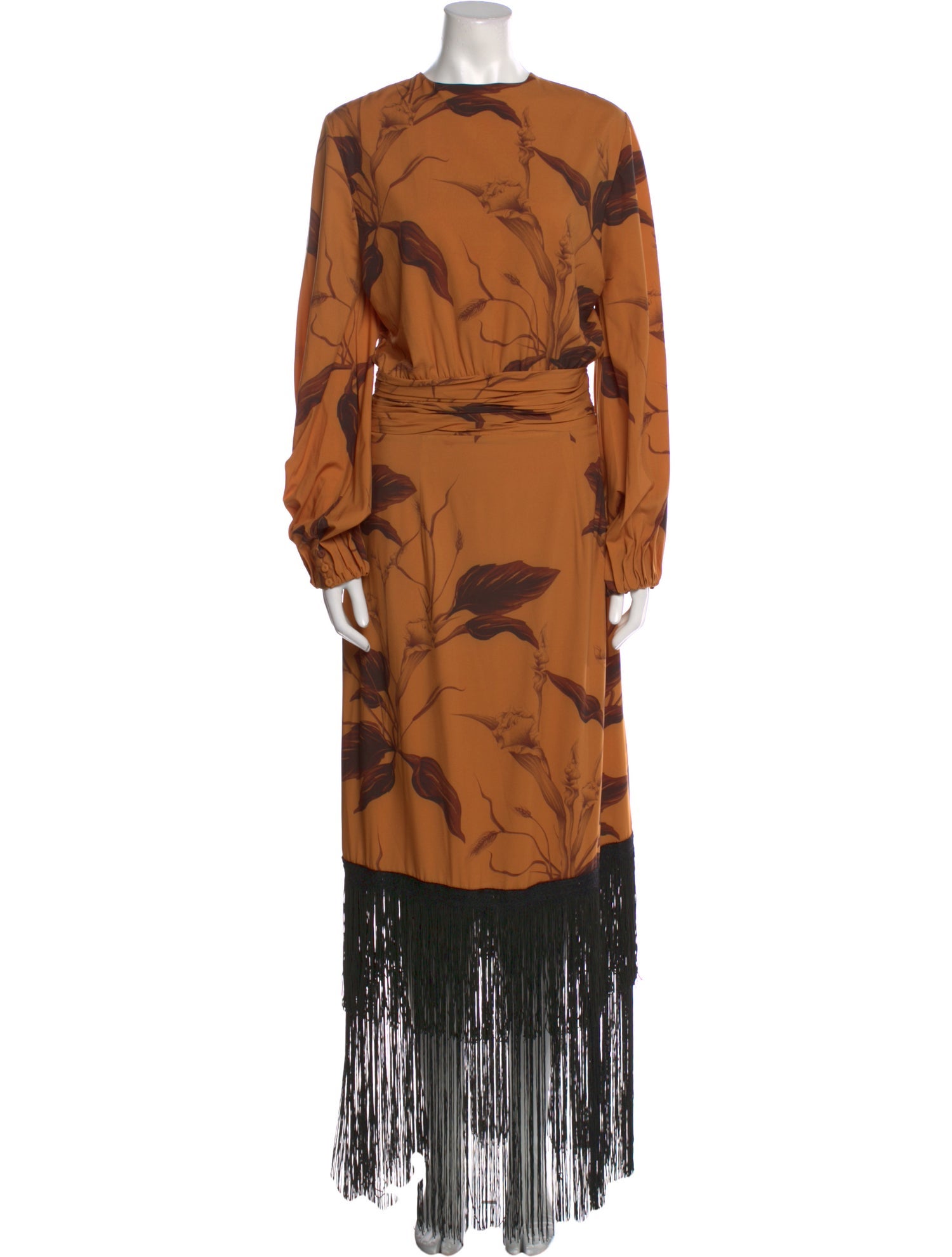 Andres Otalora Floral Print Long Dress - Orange Dresses, Clothing ...