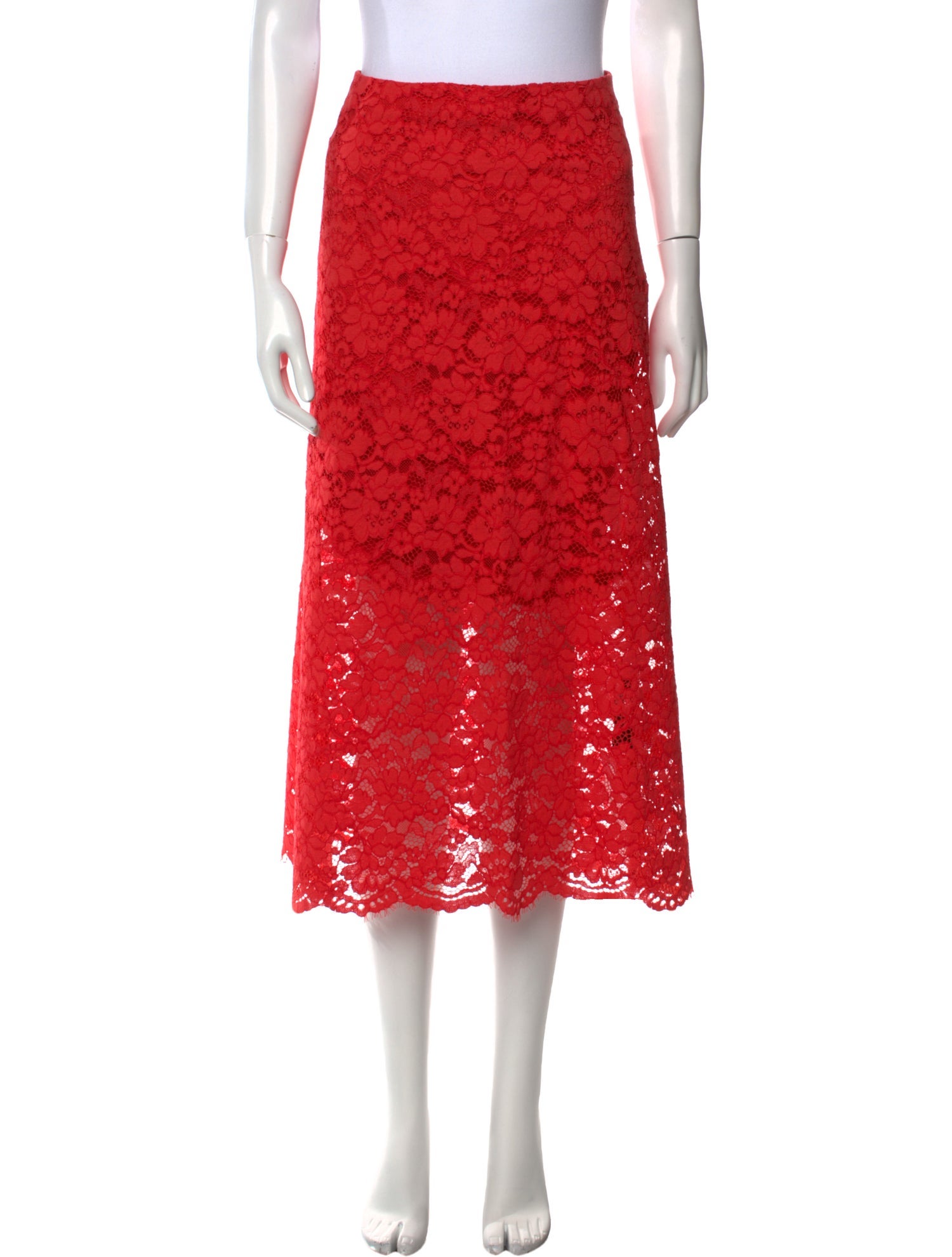 Anne Fontaine Lace Pattern Midi Length Skirt w/ Tags - Red Skirts ...