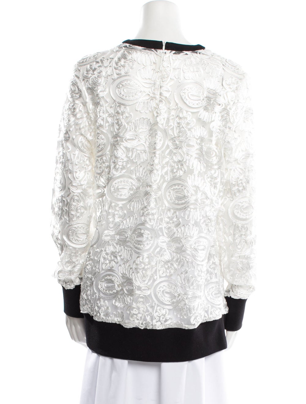 Anne Fontaine Colorblock Pattern Scoop Neck Sweatshirt - White Tops ...