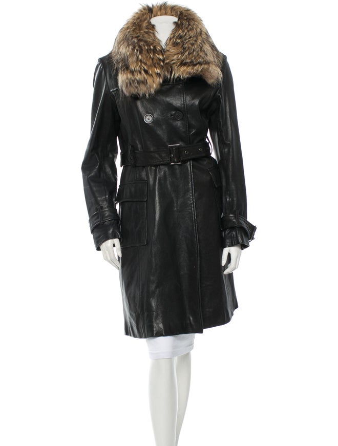 Andrew Marc Fur-Trimmed Leather Coat - Black Coats, Clothing - ANM20032 ...
