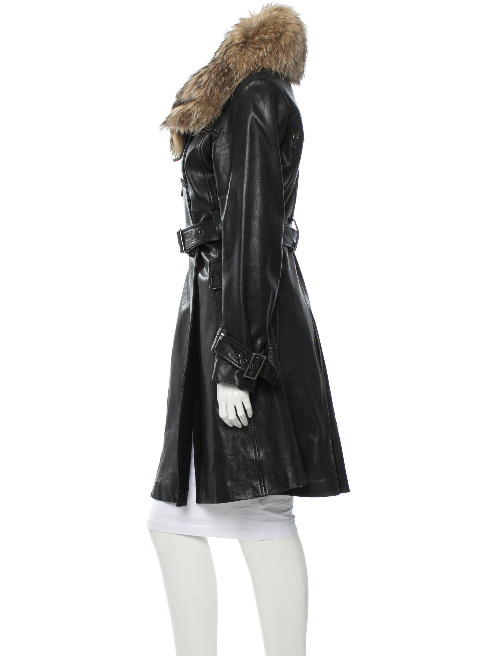 Andrew Marc Fur-Trimmed Leather Coat - Black Coats, Clothing - ANM20032 ...