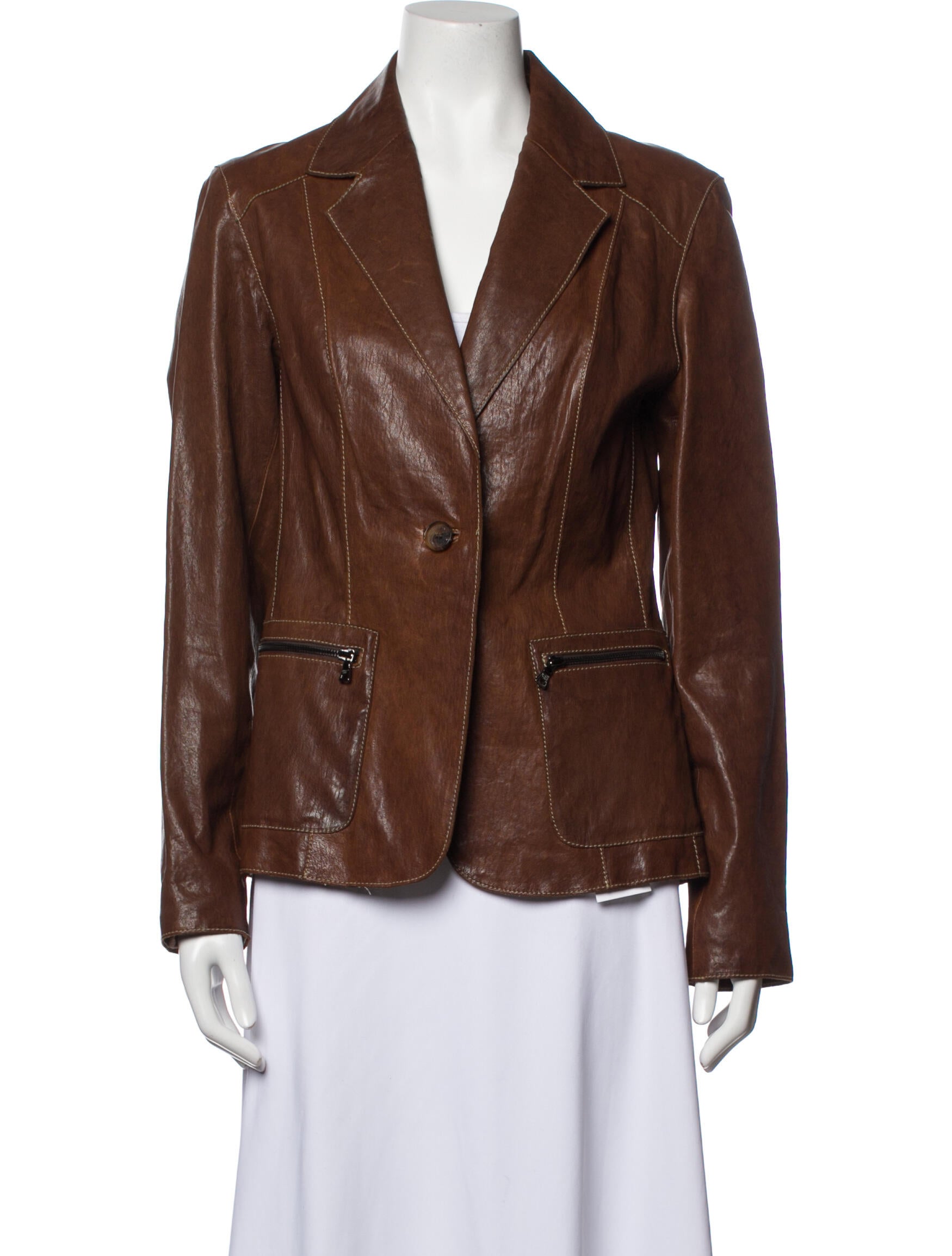 Andrew Marc Leather Biker Jacket - Brown Jackets, Clothing - ANM23614 ...