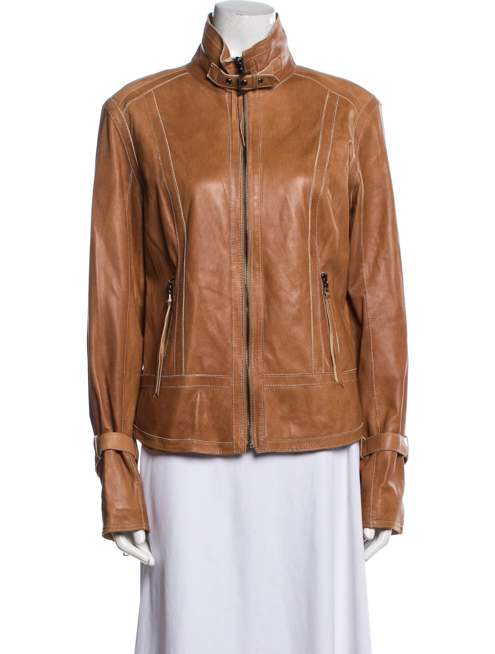 Andrew Marc Leather Biker Jacket - Brown Jackets, Clothing - ANM24068 ...