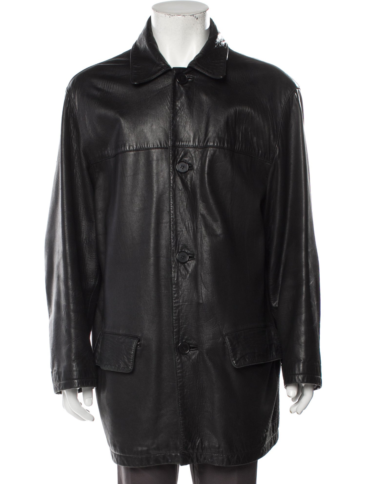 Andrew Marc Leather Overcoat - Black Outerwear, Clothing - ANM25614 ...