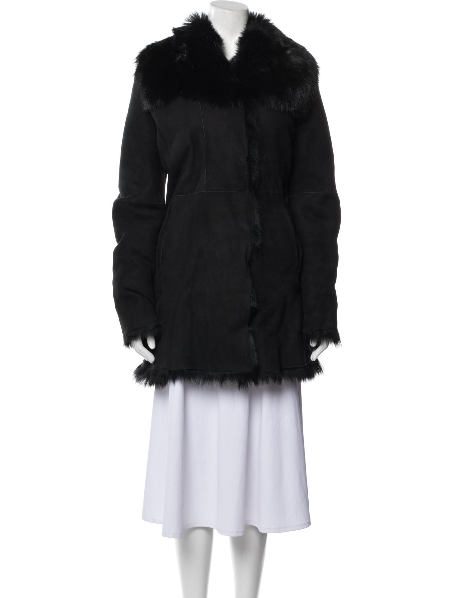 Andrew Marc Shearling Fur Coat - Black Coats, Clothing - ANM26256 | The ...