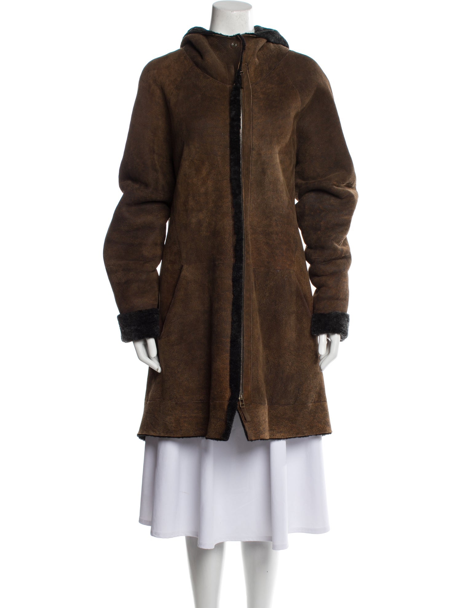 Annette Görtz Lamb Leather Faux Fur Coat - Brown Coats, Clothing ...