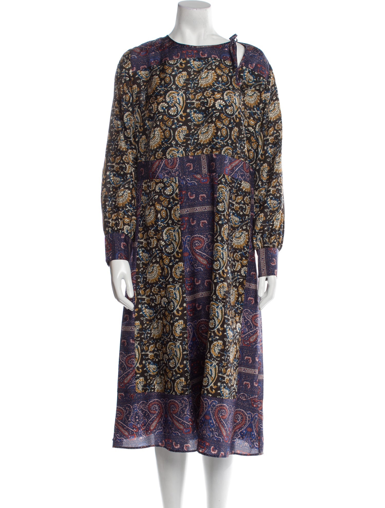 Antik Batik Silk Midi Length Dress - Blue Dresses, Clothing - ANT23390 ...