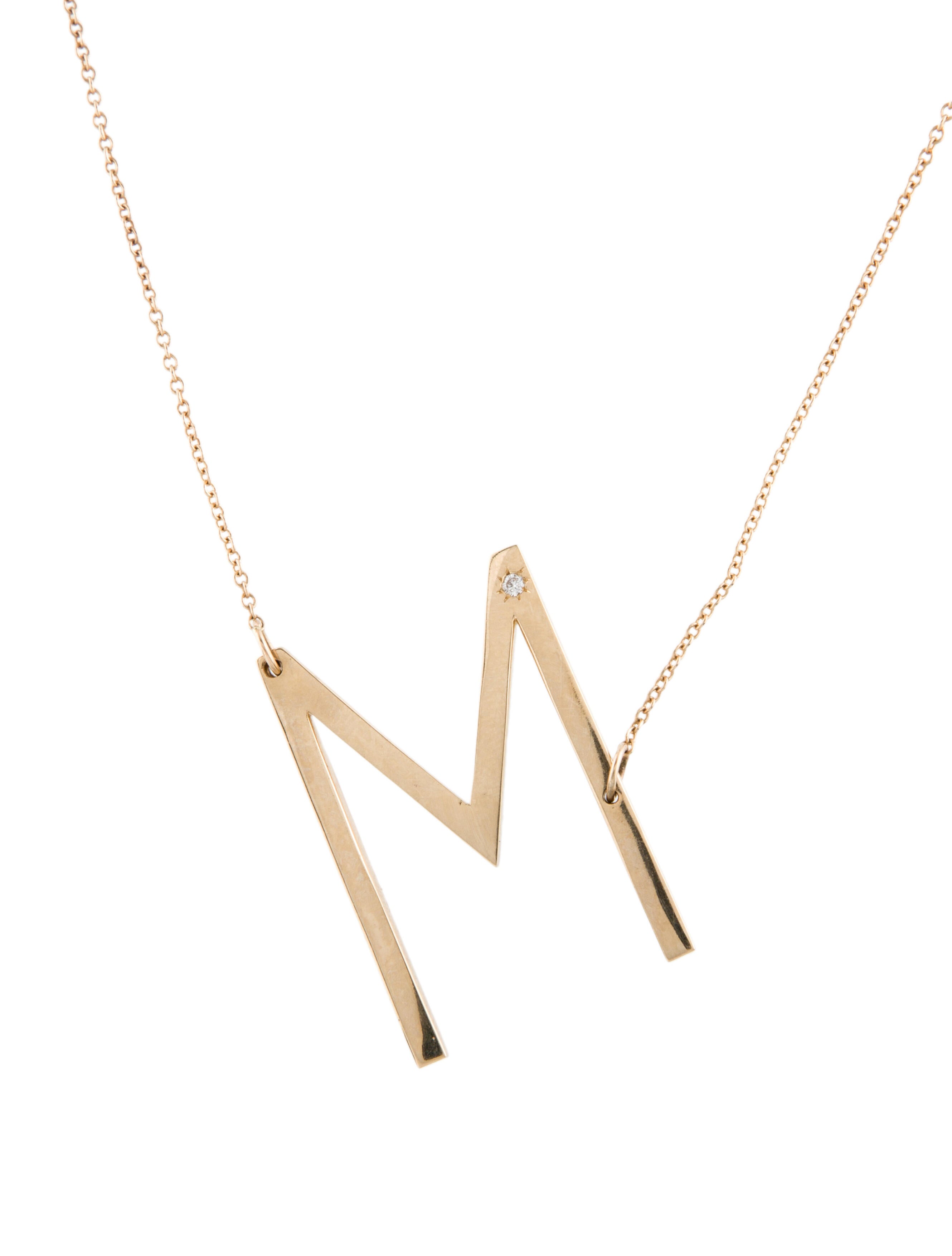 Anzie 14K Diamond Love Letter Oversize Initial 'M' Pendant Necklace ...