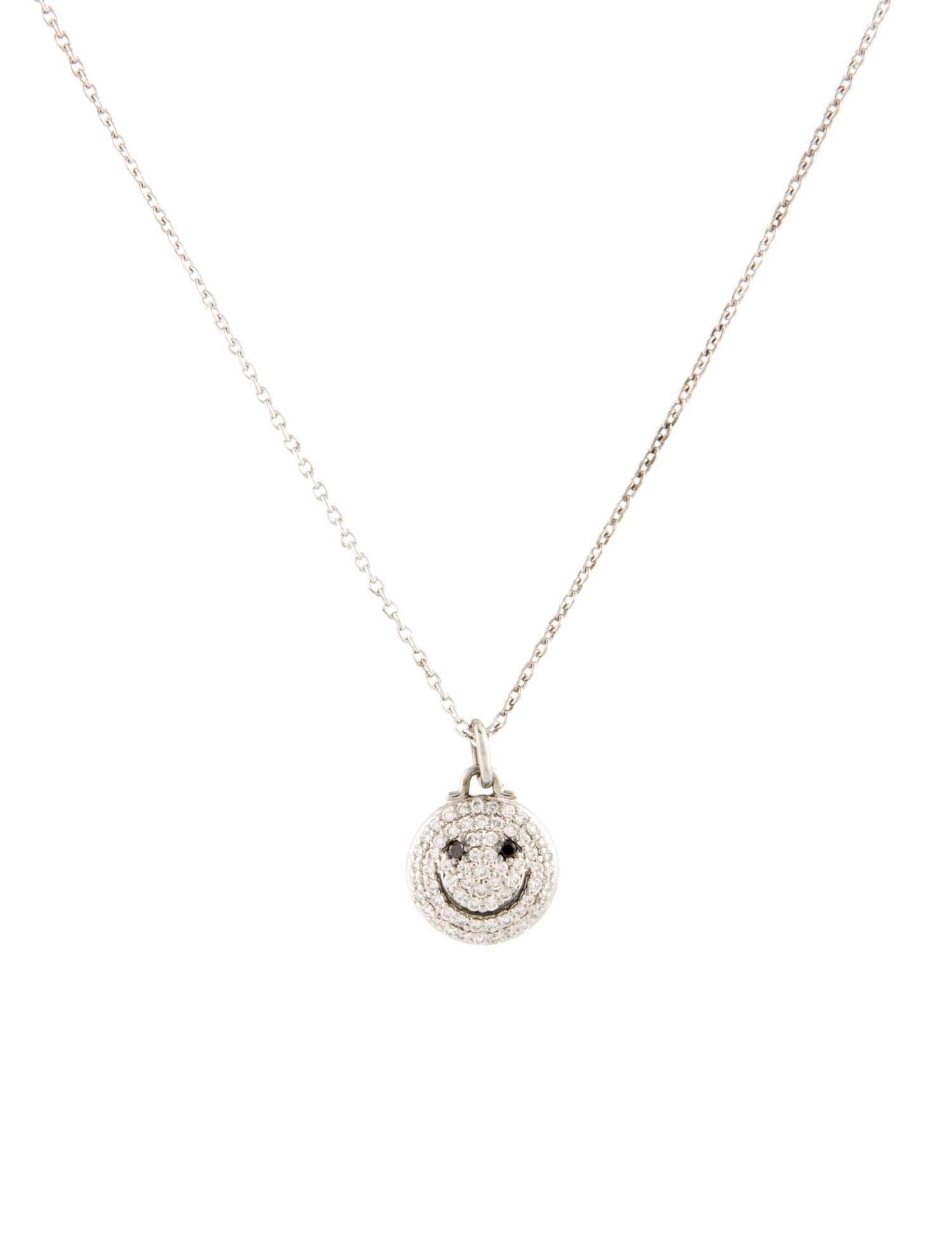 Aspery & Guldag 14K Diamond Smiley Face Pendant Necklace - Rhodium ...