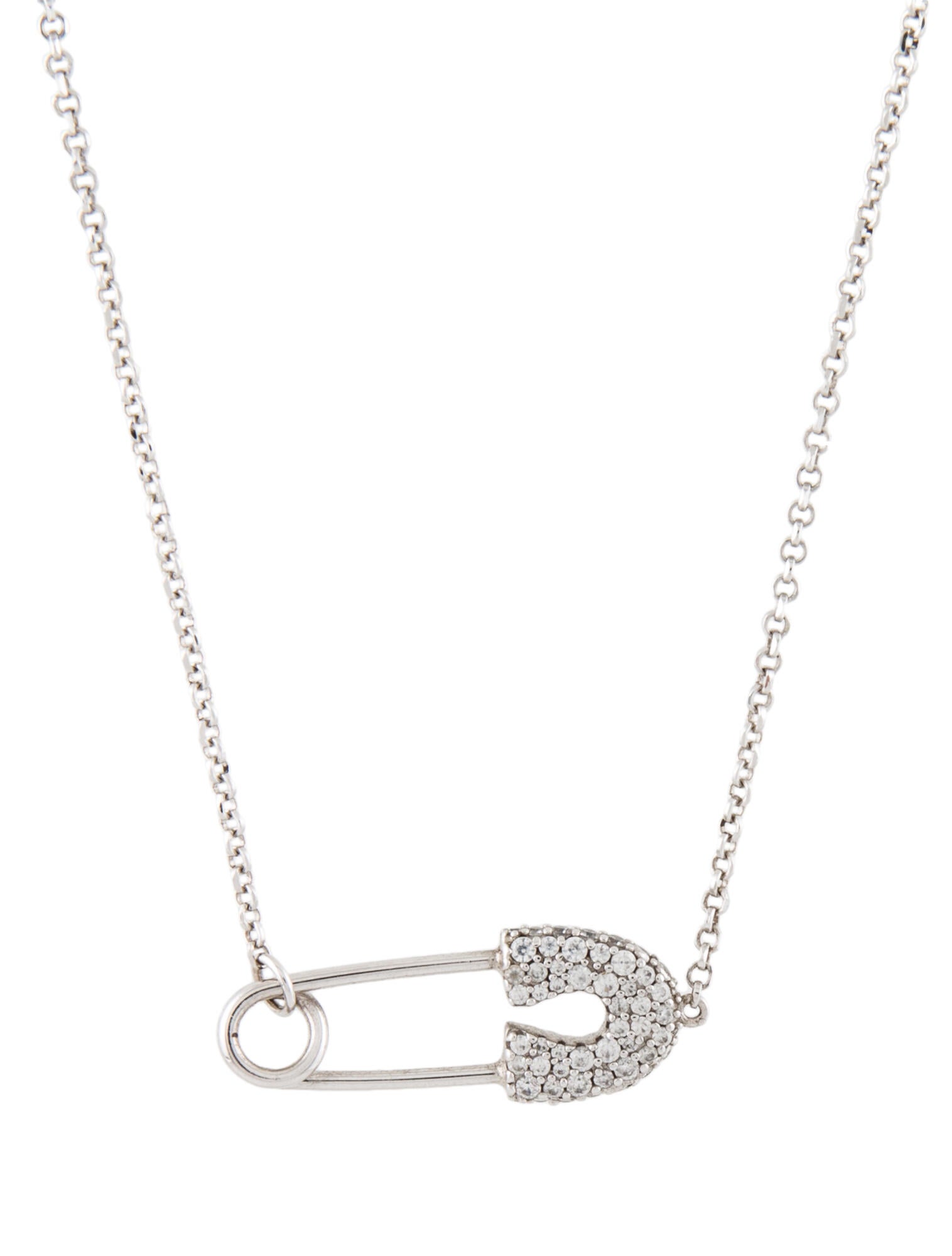 APM Monaco Cubic Zirconia Safety Pin Adjustable Necklace - Sterling ...