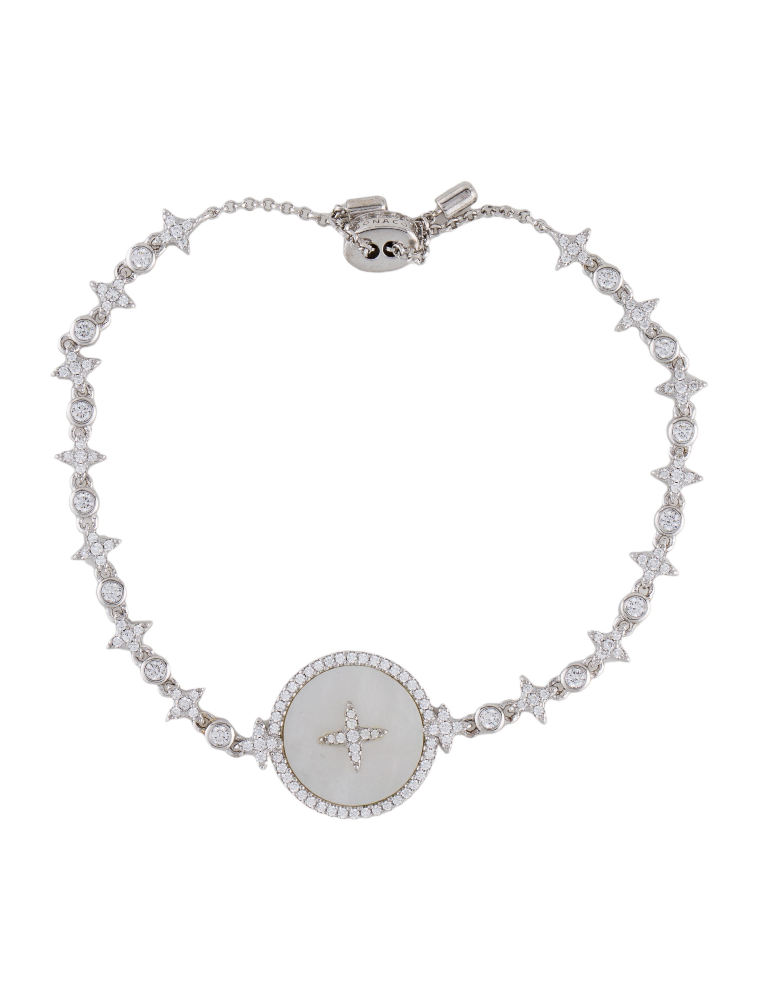 APM Monaco Crystal & Mother of Pearl Eternelle Star Adjustable Bracelet - Rhodium-Plated ...