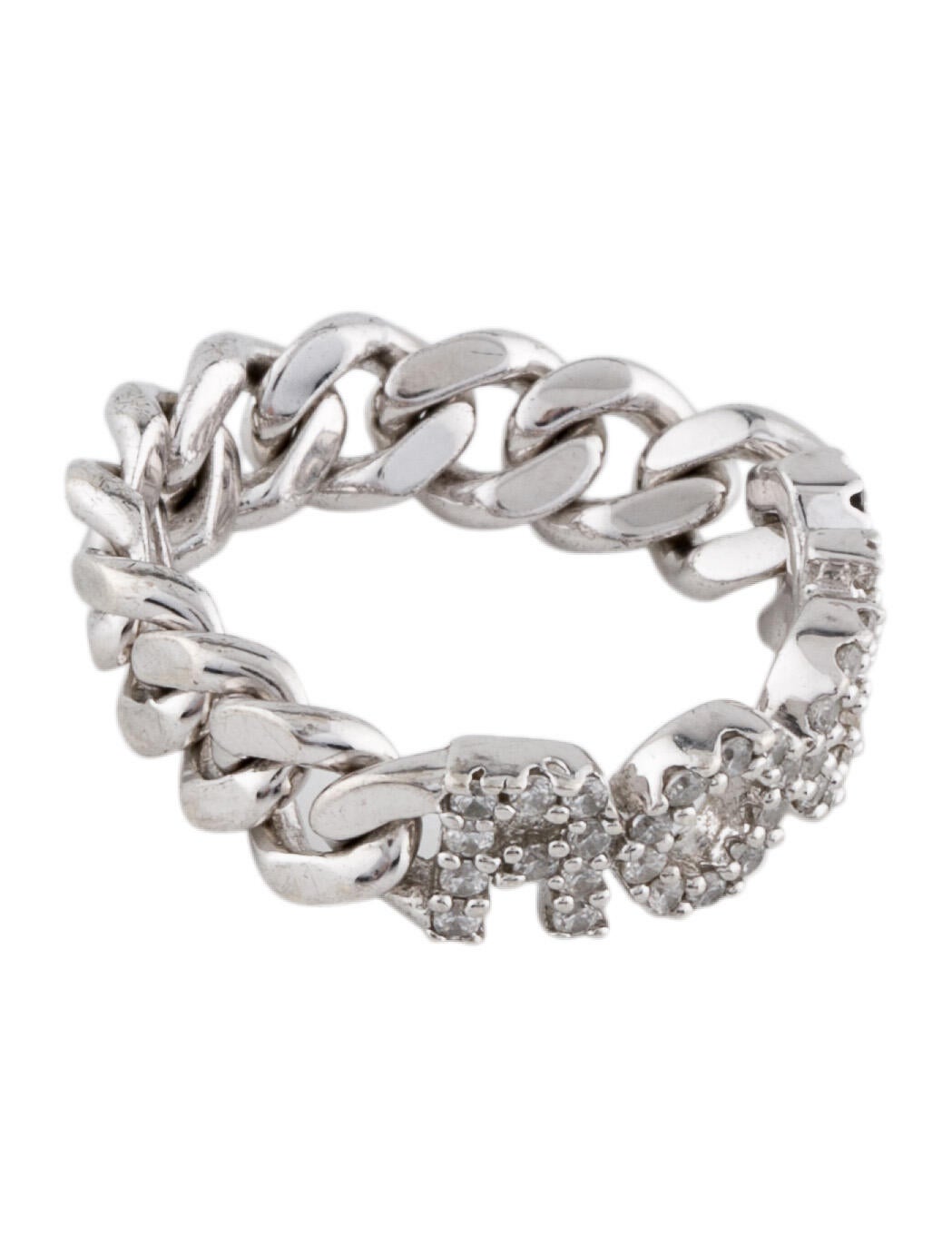 APM Monaco Rock Crystal Chain Band Ring - Silver-Tone Metal Band, Rings ...