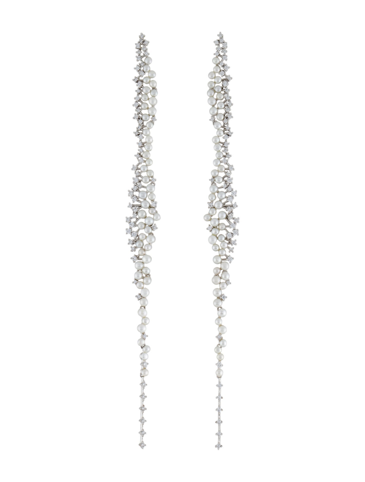 Apm Monaco Faux Pearl And Crystal Drop Earrings Sterling Silver Drop