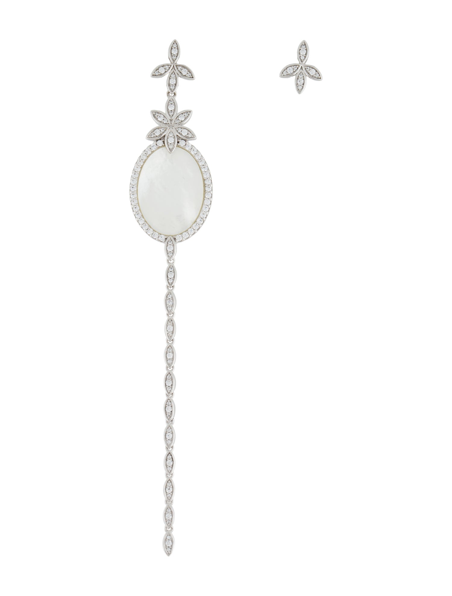 APM Monaco Mother of Pearl & Crystal Mismatched Drop Earrings - White ...