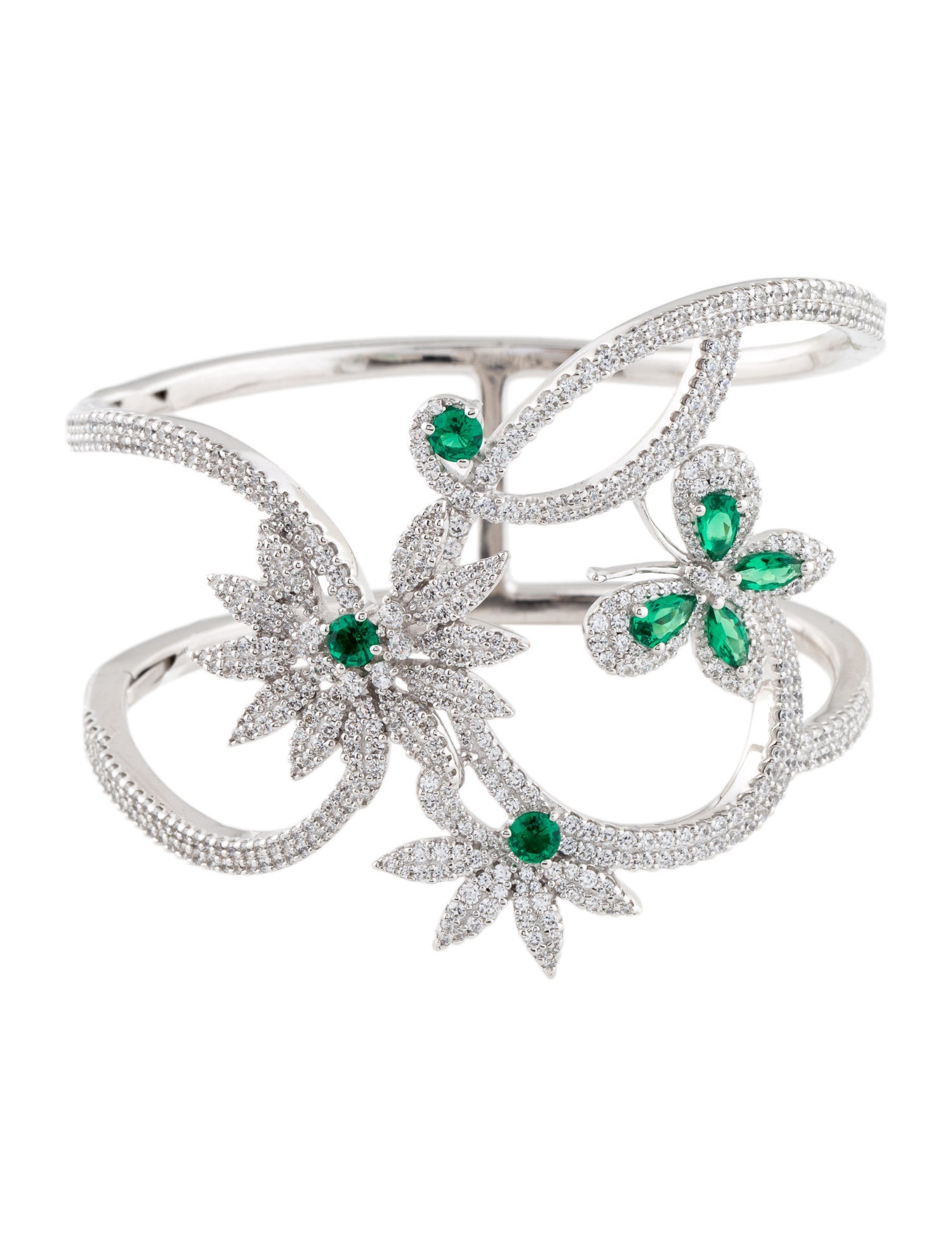 APM Monaco Crystal Butterfly Bangle - Sterling Silver Bangle, Bracelets ...