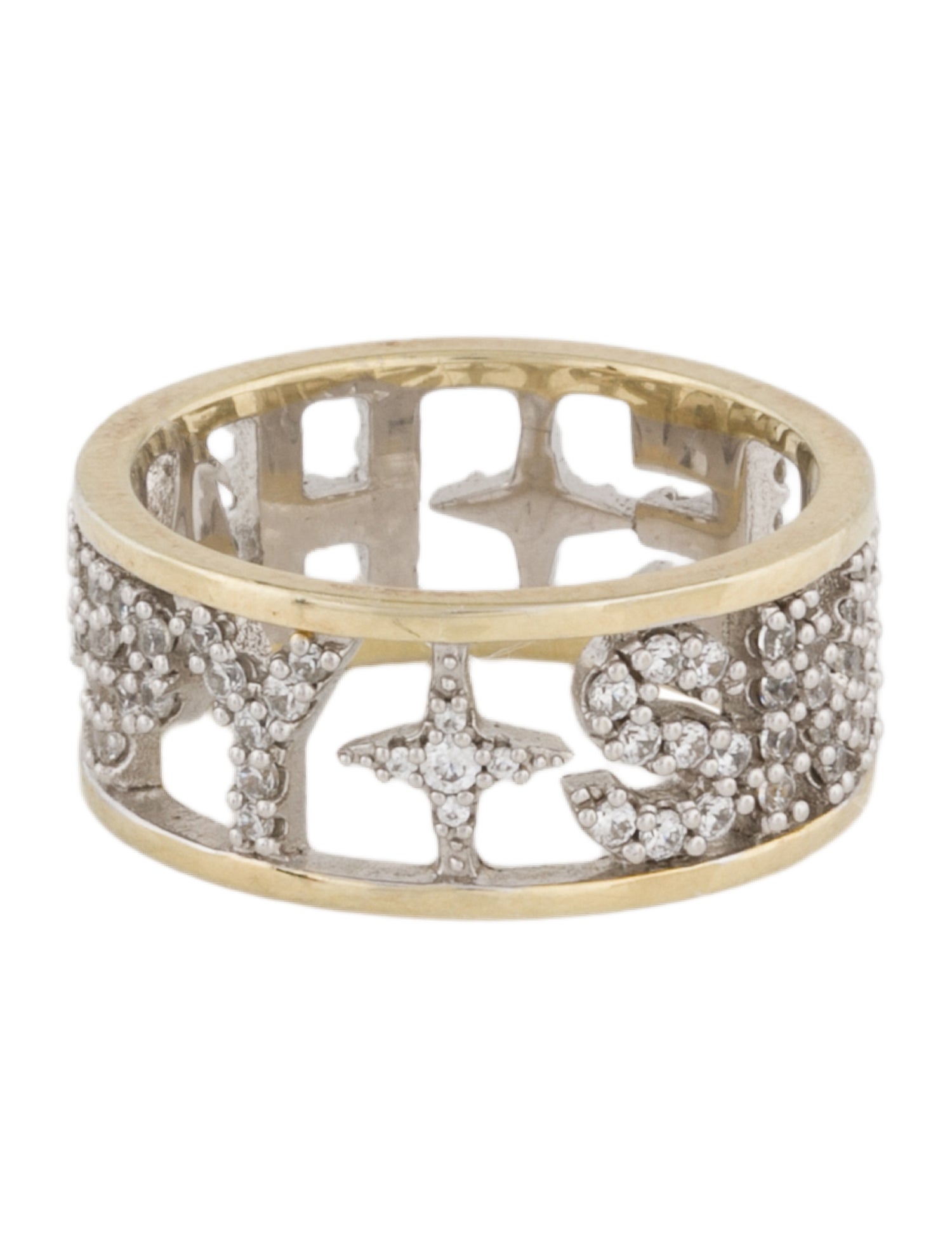 APM Monaco Cubic Zirconia Two-Tone 'Happy Smile' Band Ring - Band ...