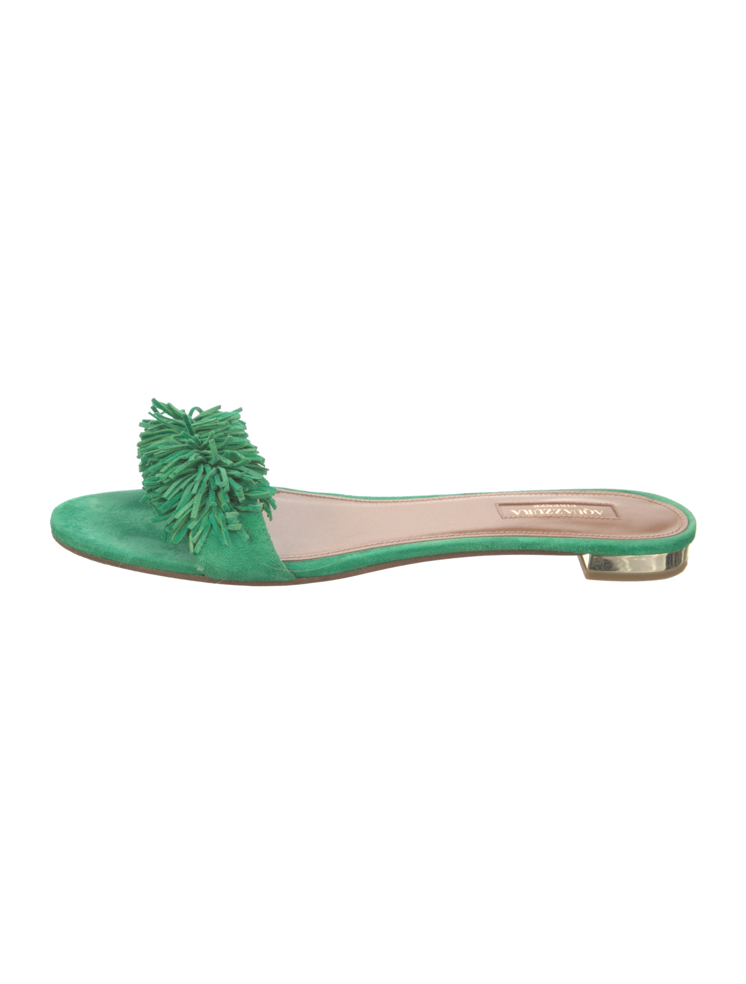 Aquazzura Slides - Green Sandals, Shoes - AQZ63798 | The RealReal