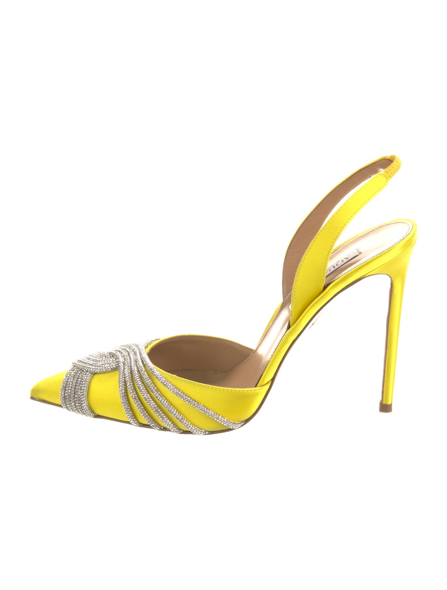 Aquazzura Satin Printed Slingback Pumps - Yellow Pumps, Shoes ...