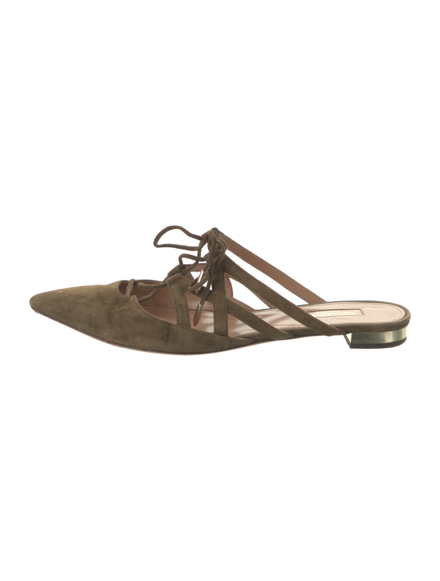 Aquazzura Suede Mules - Green Flats, Shoes - AQZ79017 | The RealReal