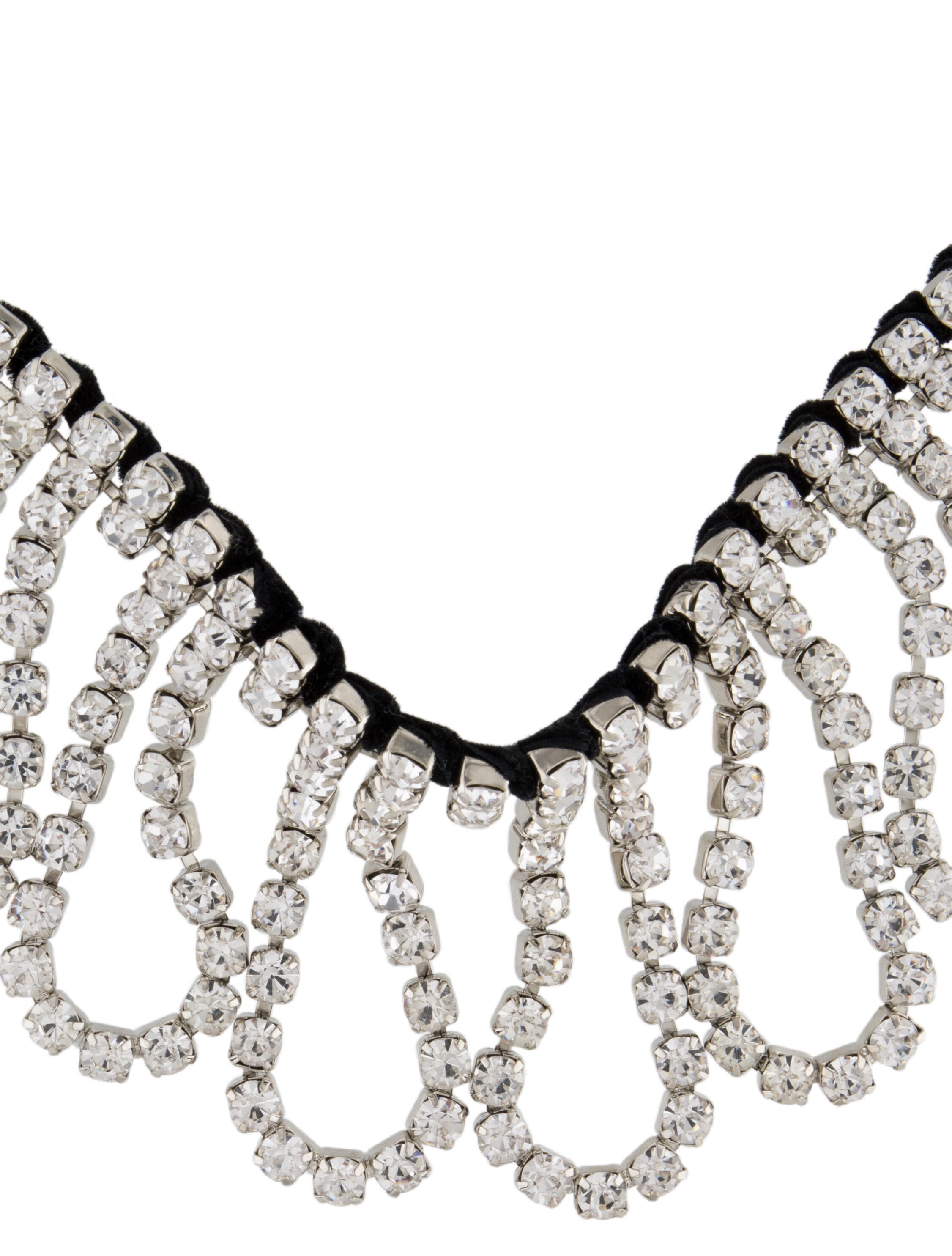 Miu Miu Ribbon & Crystal Choker - Palladium-Plated Choker, Necklaces ...