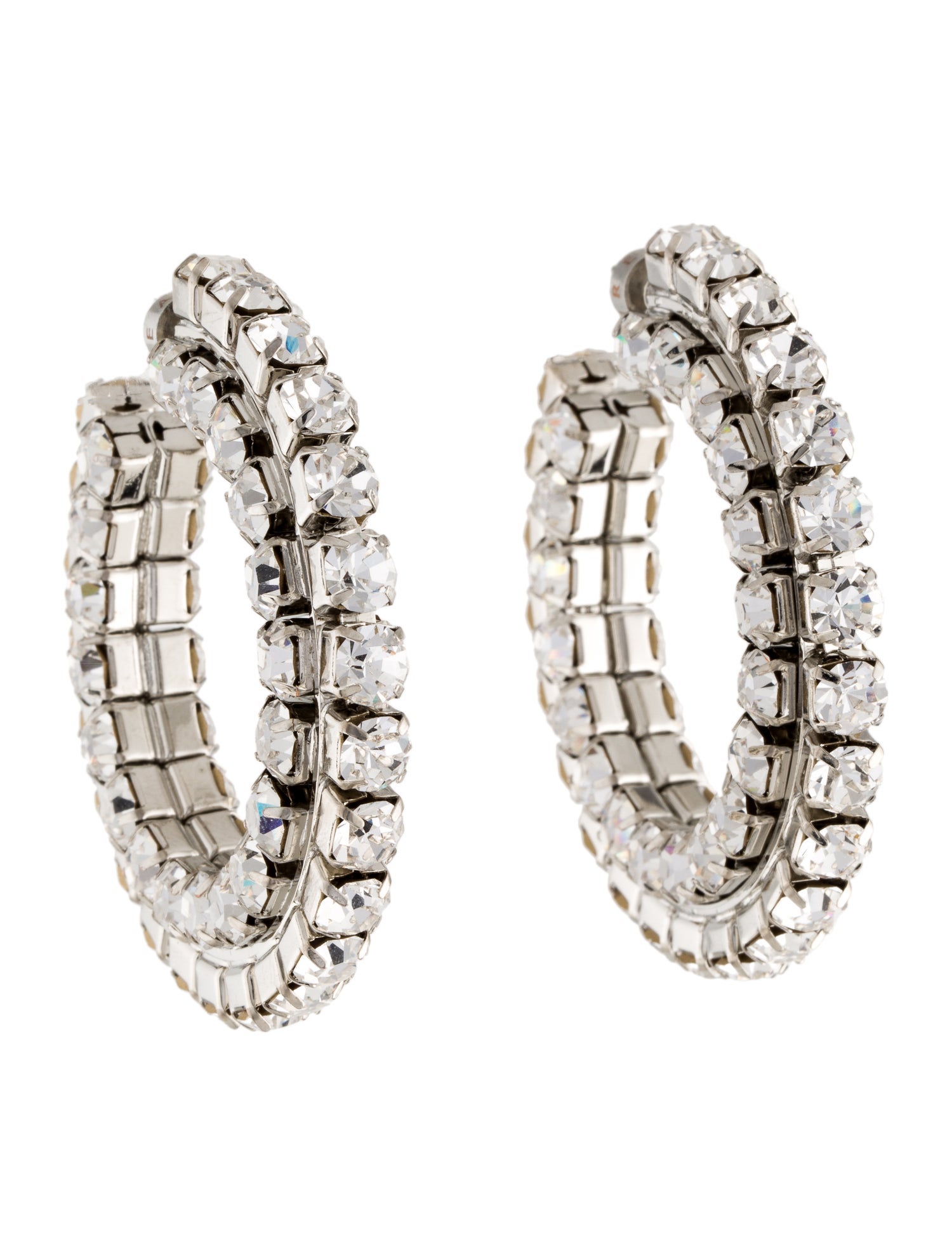 Area Crystal Stacked Round Hoop Earrings - Silver-Tone Metal Hoop ...