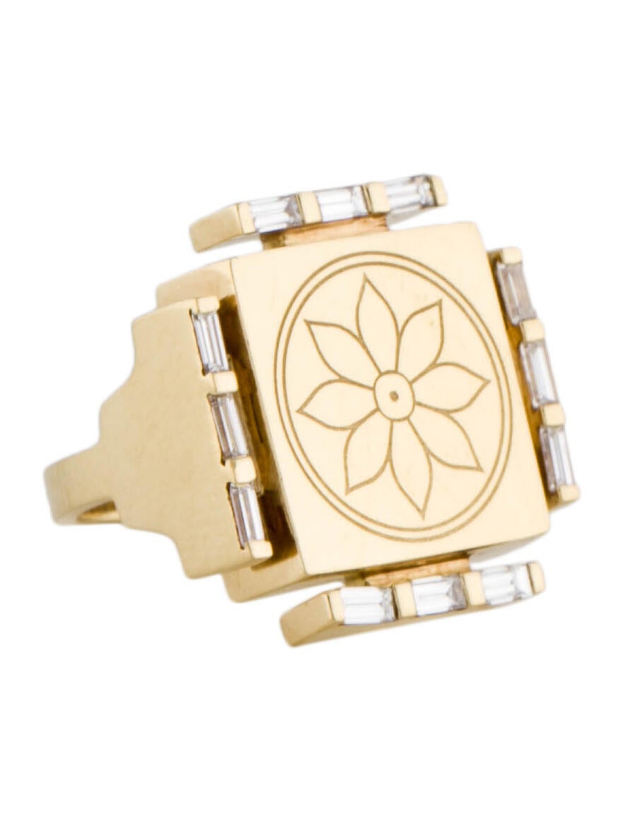 ARK 18K Diamond Square Signet Ring - 18K Yellow Gold Cocktail Ring ...