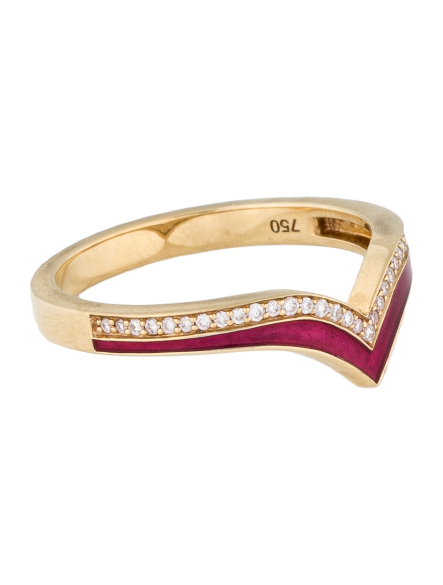 ARK 18K Diamond Atlantis Stacking Band - Pink, 18K Yellow Gold Band ...